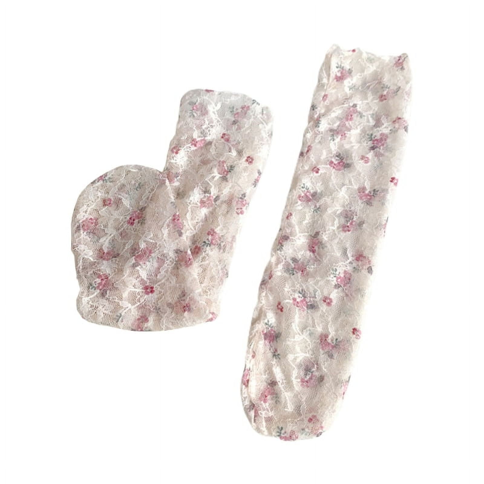 Milue Sheer Mesh Lace Ankle High Socks Decorated Slouch Socks Thin ...