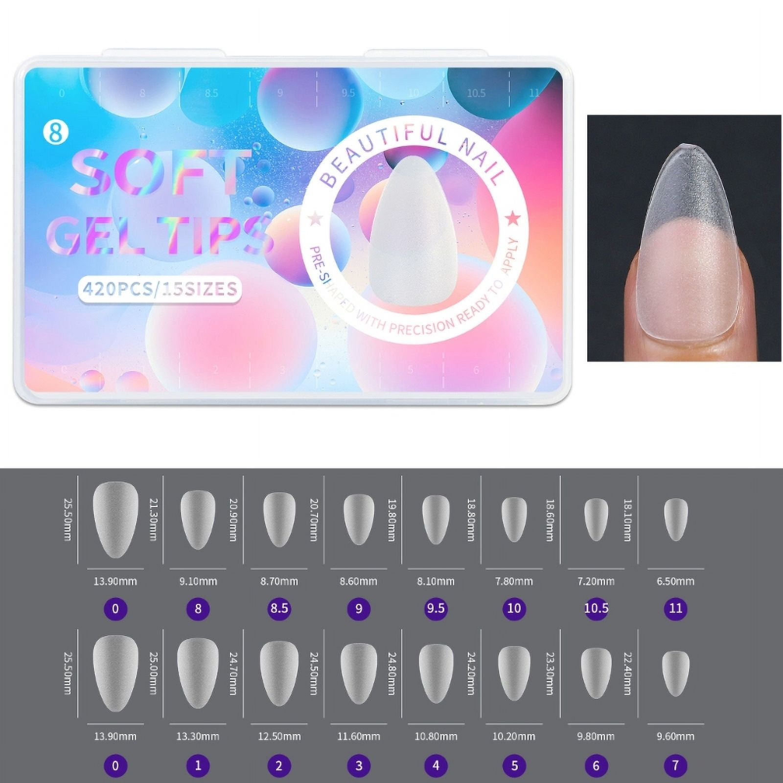 Milue Short Round Square Almond Fake Nail Short Fake Nails Supplies ...