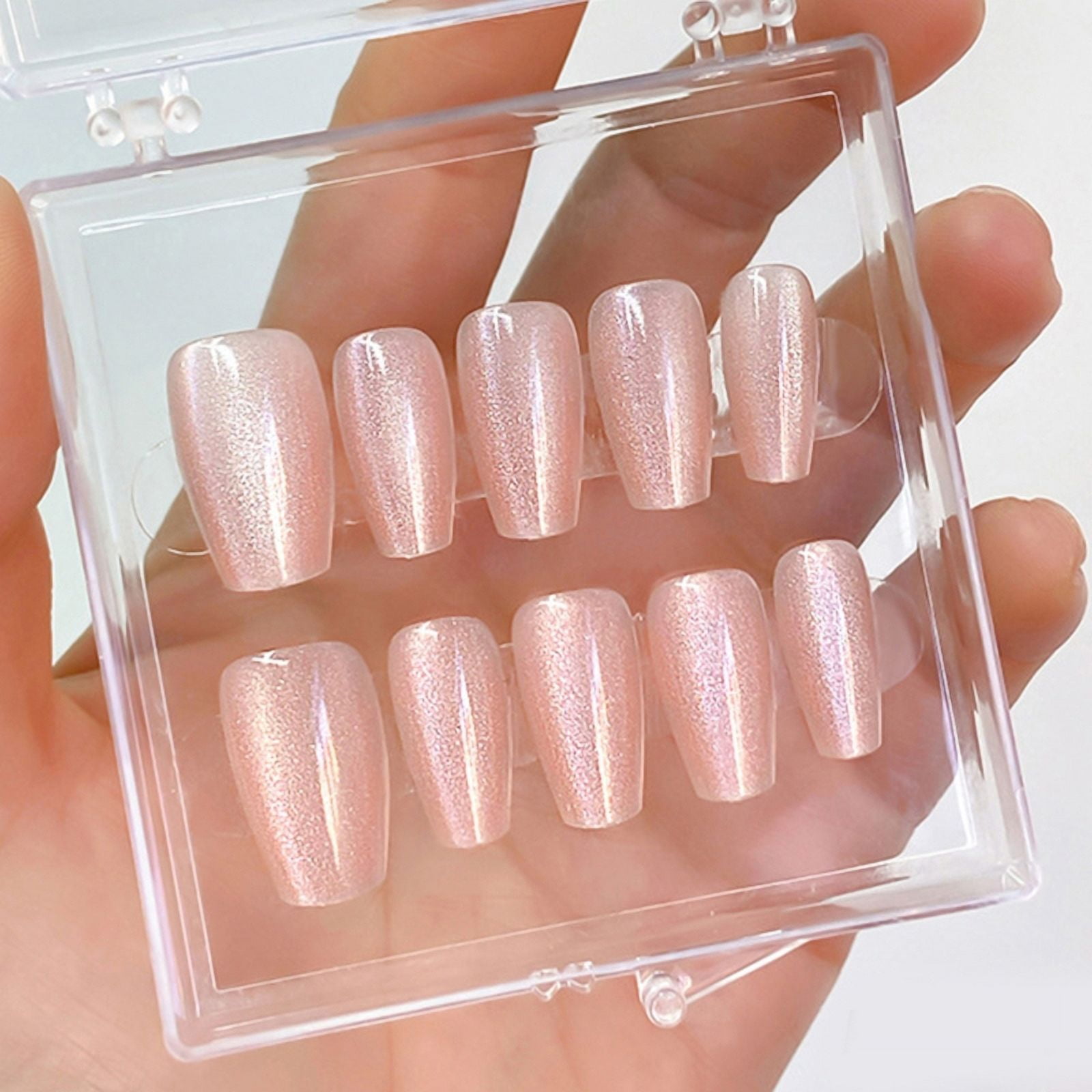 Milue Short Square False Nails Glitter Ballerinas False Nails Full ...