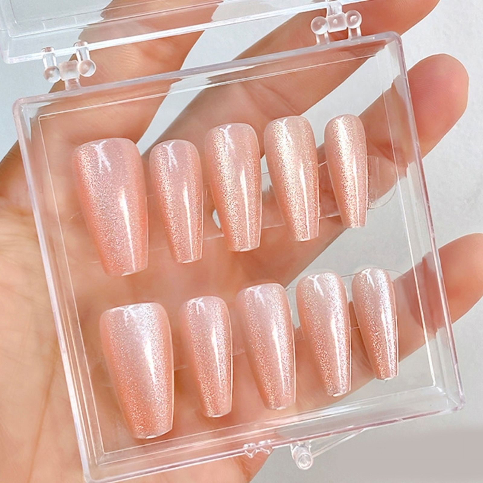 Milue Short Square False Nails Glitter Ballerinas False Nails Full ...