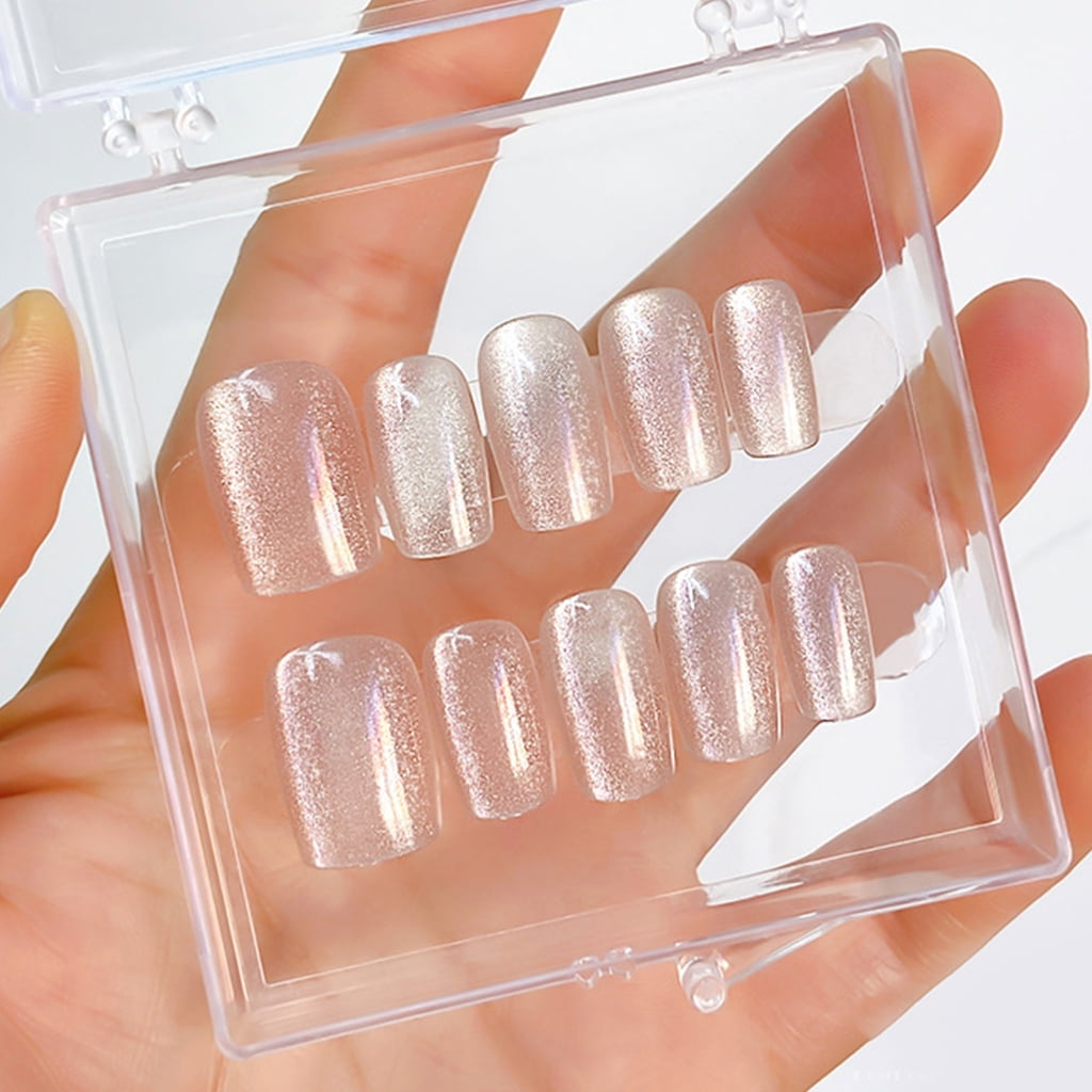 Milue Short Square False Nails Glitter Ballerinas False Nails Full ...