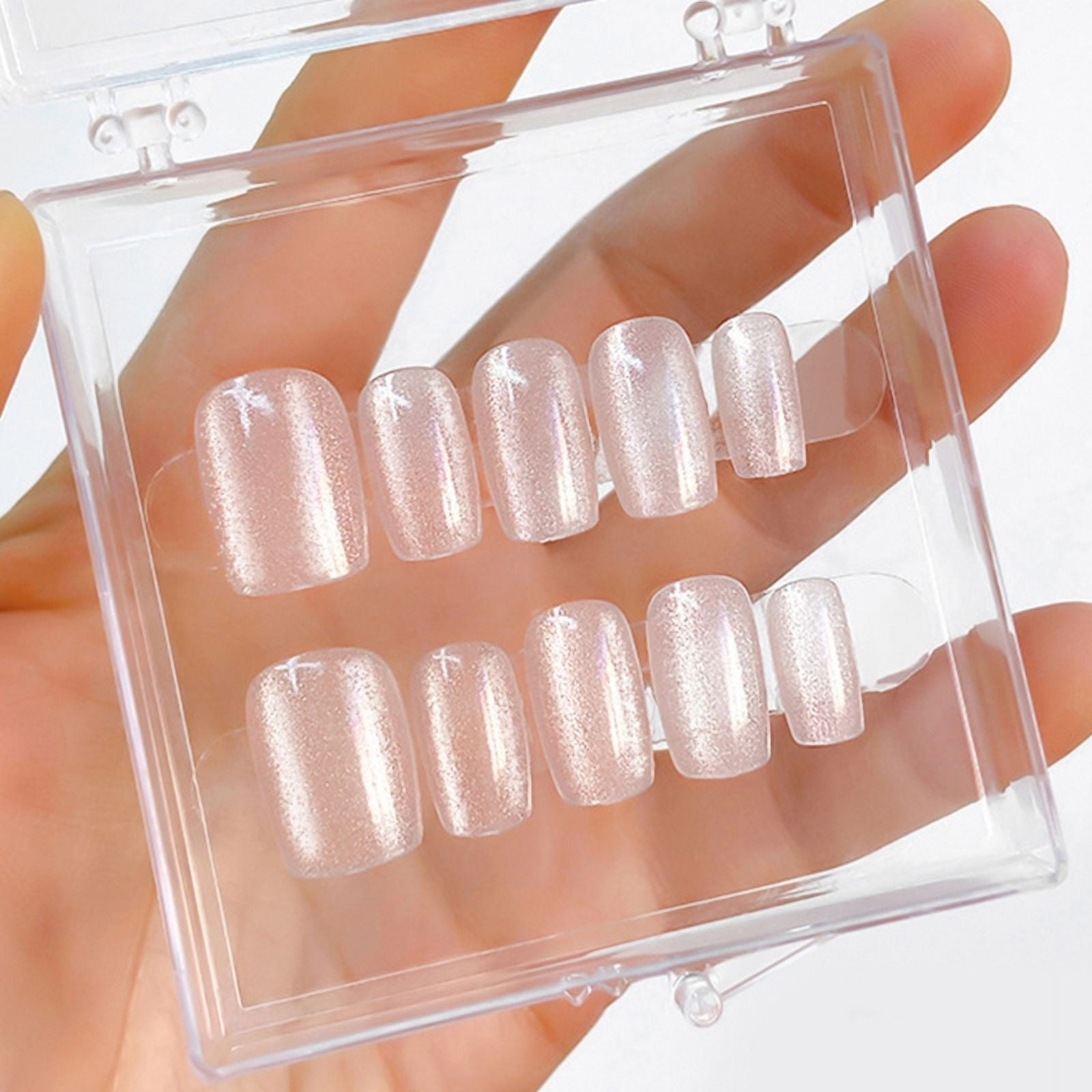 Milue Short Square False Nails Glitter Ballerinas False Nails Full ...