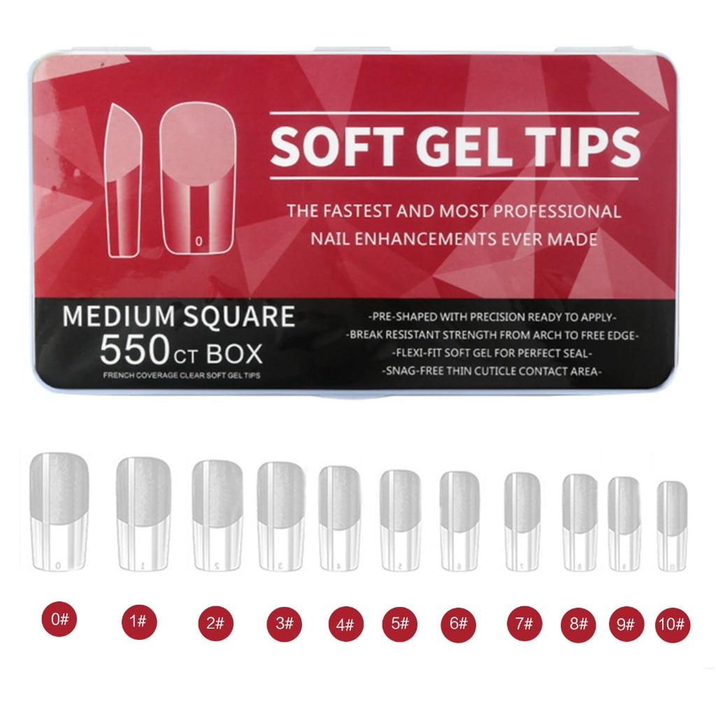 Milue Soft Gel Full Cover Nail Tips Kit for Soak Off Nail Extensions ...