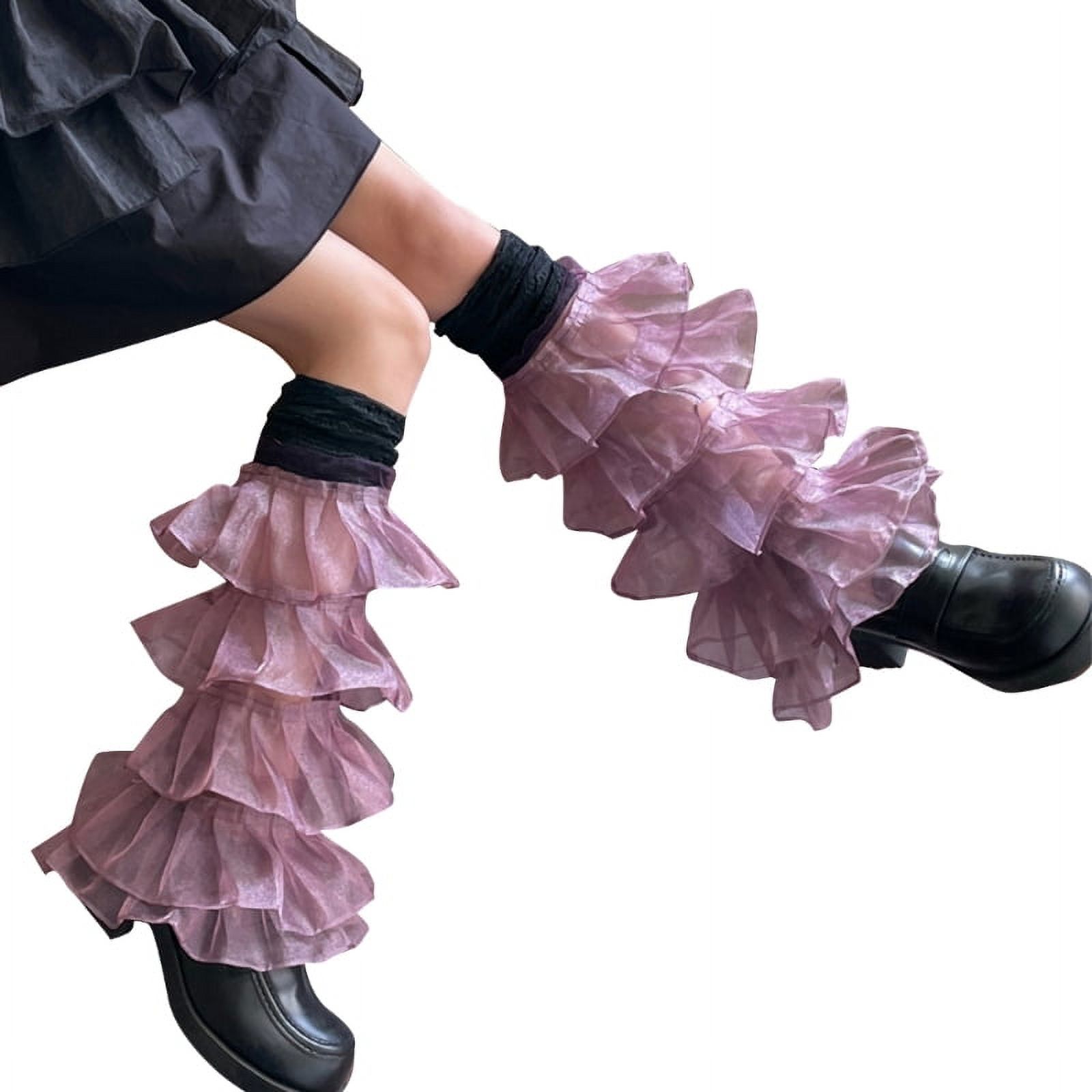 Milue Solid Color Lacy Hem Knee Length Stocking Women Girl OOTDs ...