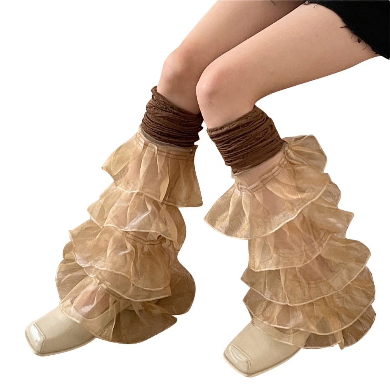 Milue Solid Color Lacy Hem Knee Length Stocking Women Girl OOTDs ...