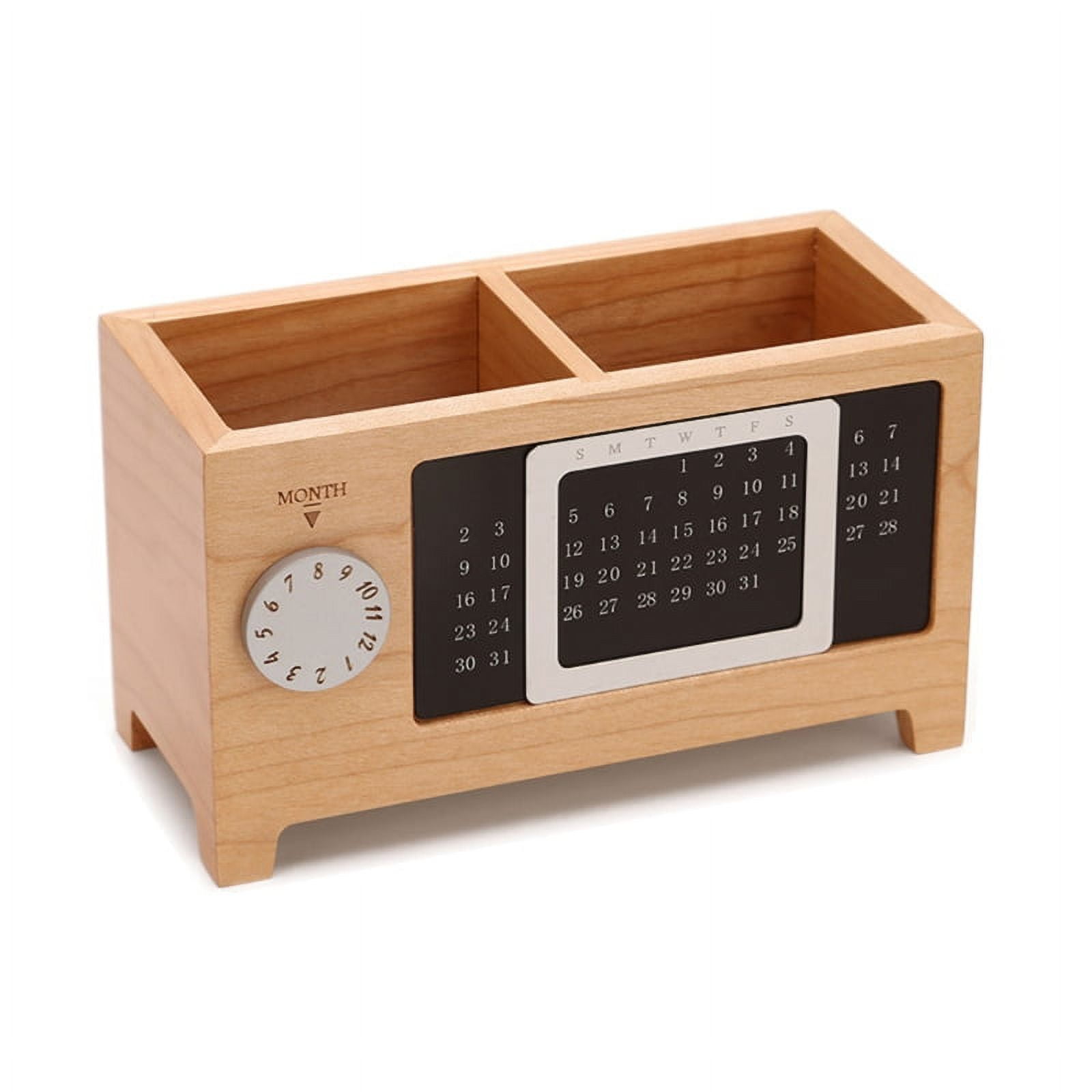 Milue Solid Wood Calendar Pen Holder Multifunction Desktop Office ...