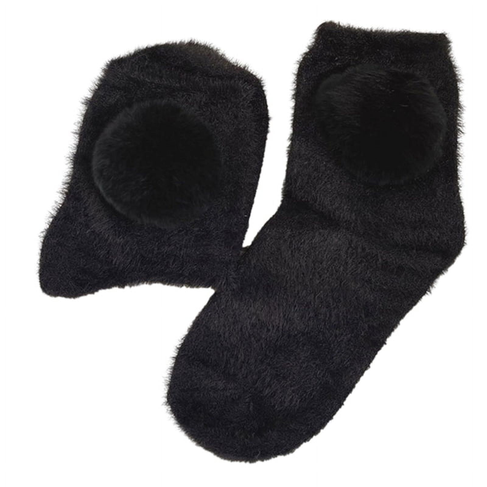 Milue Sweet Plush Ball Ankle Socks Japanese JK Women Winter Fuzzy Plush ...
