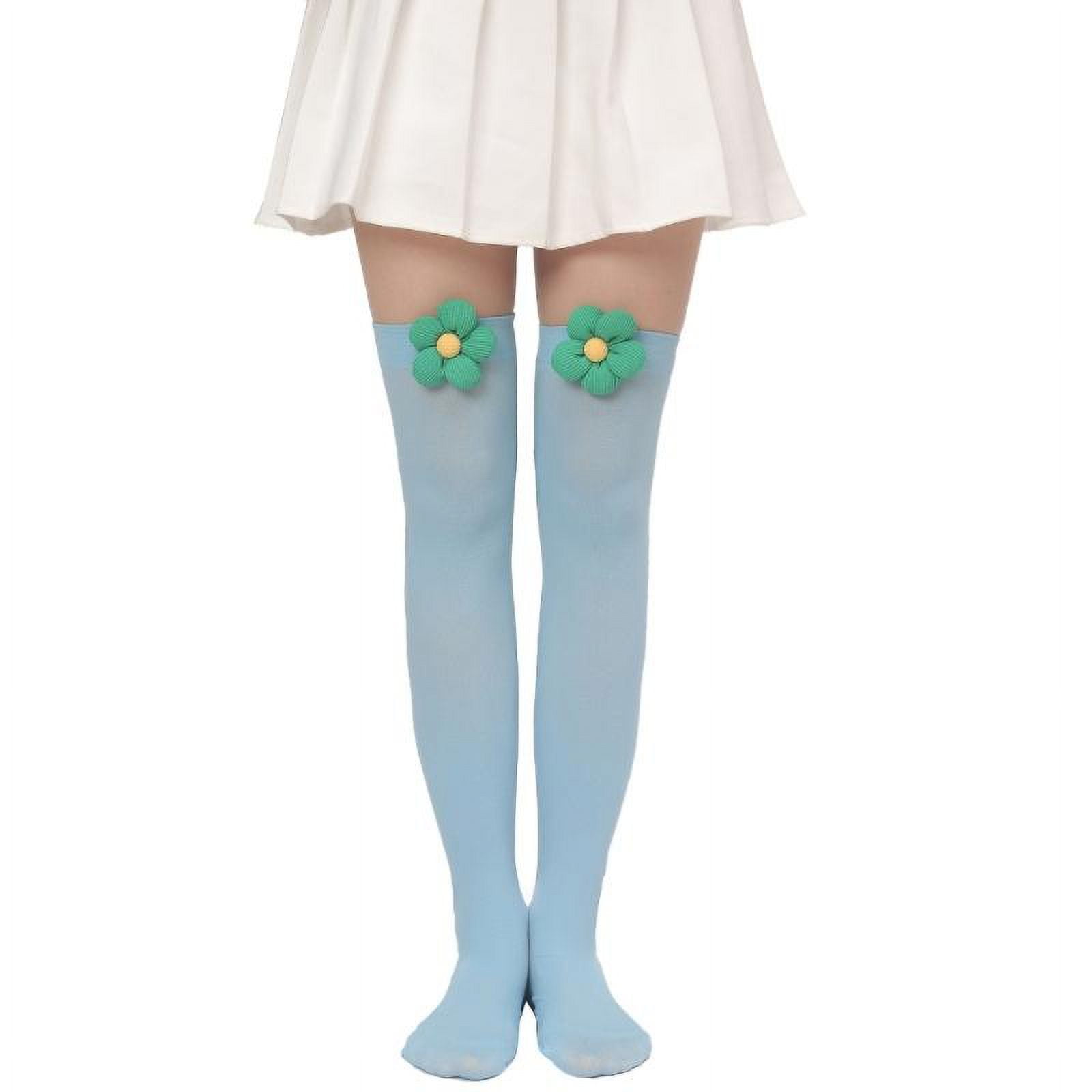 Milue Women Girls Valentines Day Cute 3D Flower Colorful Over The Knee ...