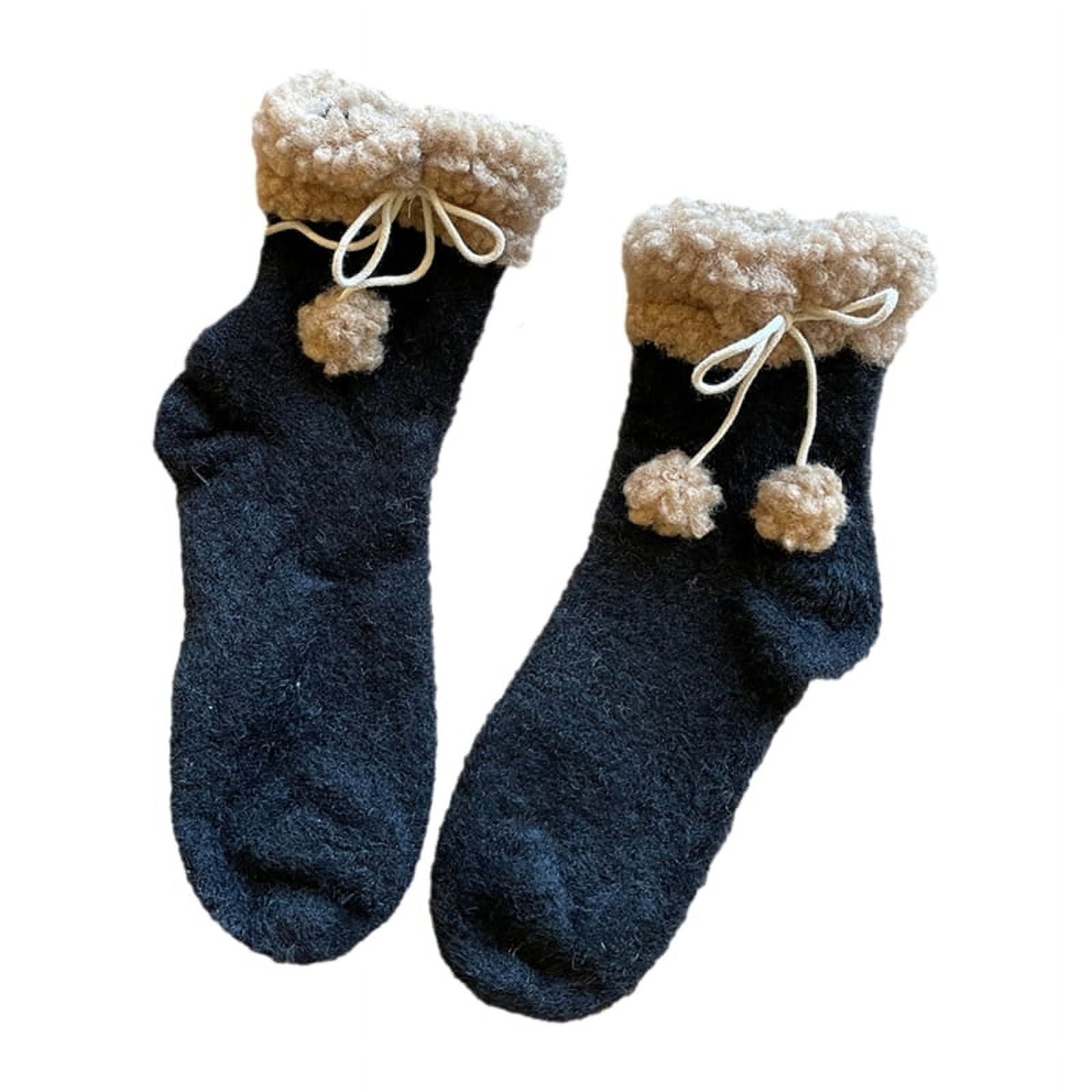 Milue Women JK Princess Plush Ball Bow Lamb Wool Trim Furry Short Tube ...
