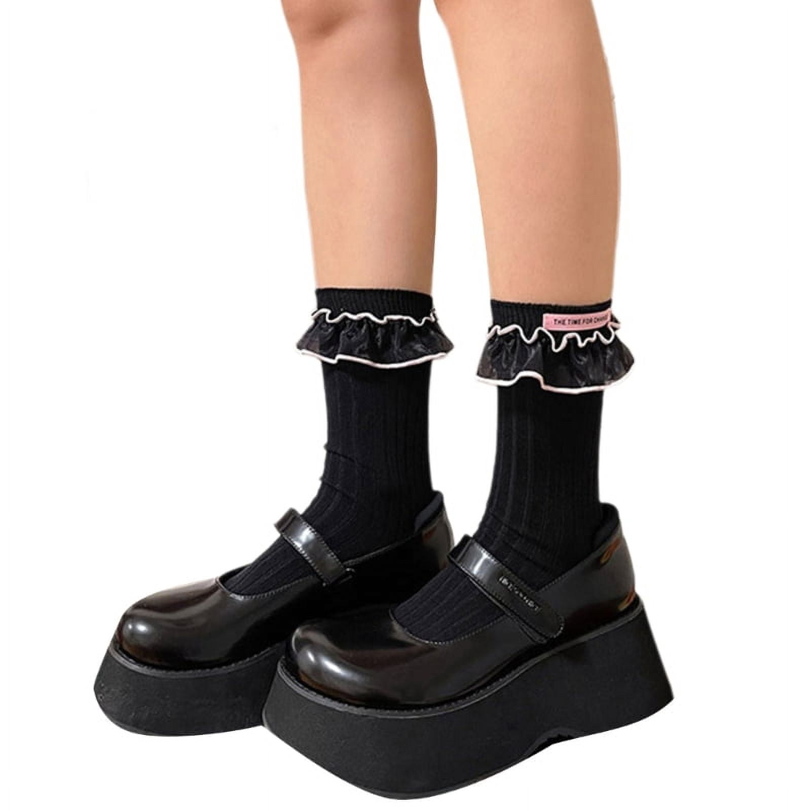 Milue Women Japanese Sweet Ruffle Frilly Crew Socks JK Loose Socks ...