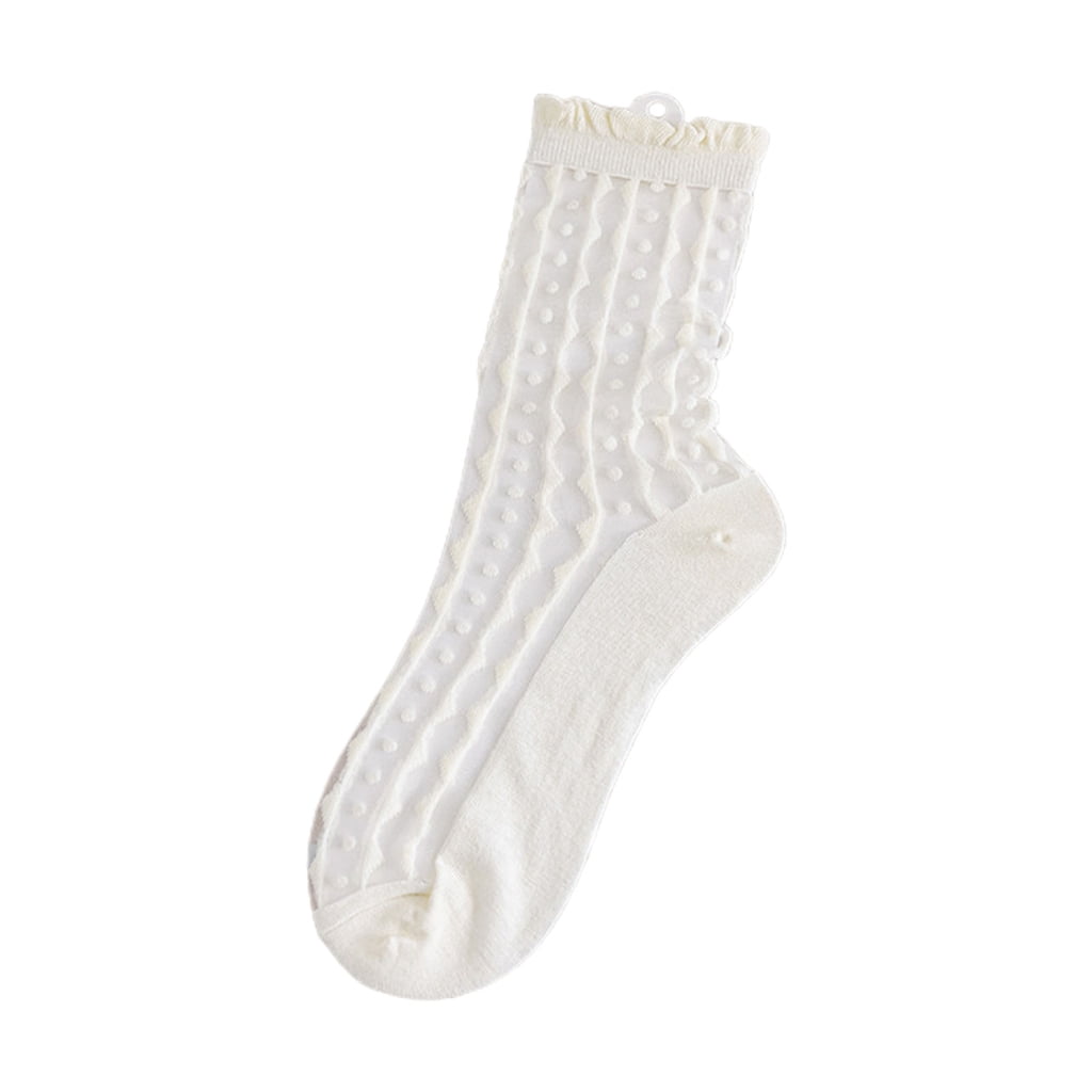 Milue Women Lace Fishnet Socks Sheer Ankle Dress Socks Transparent Mesh ...