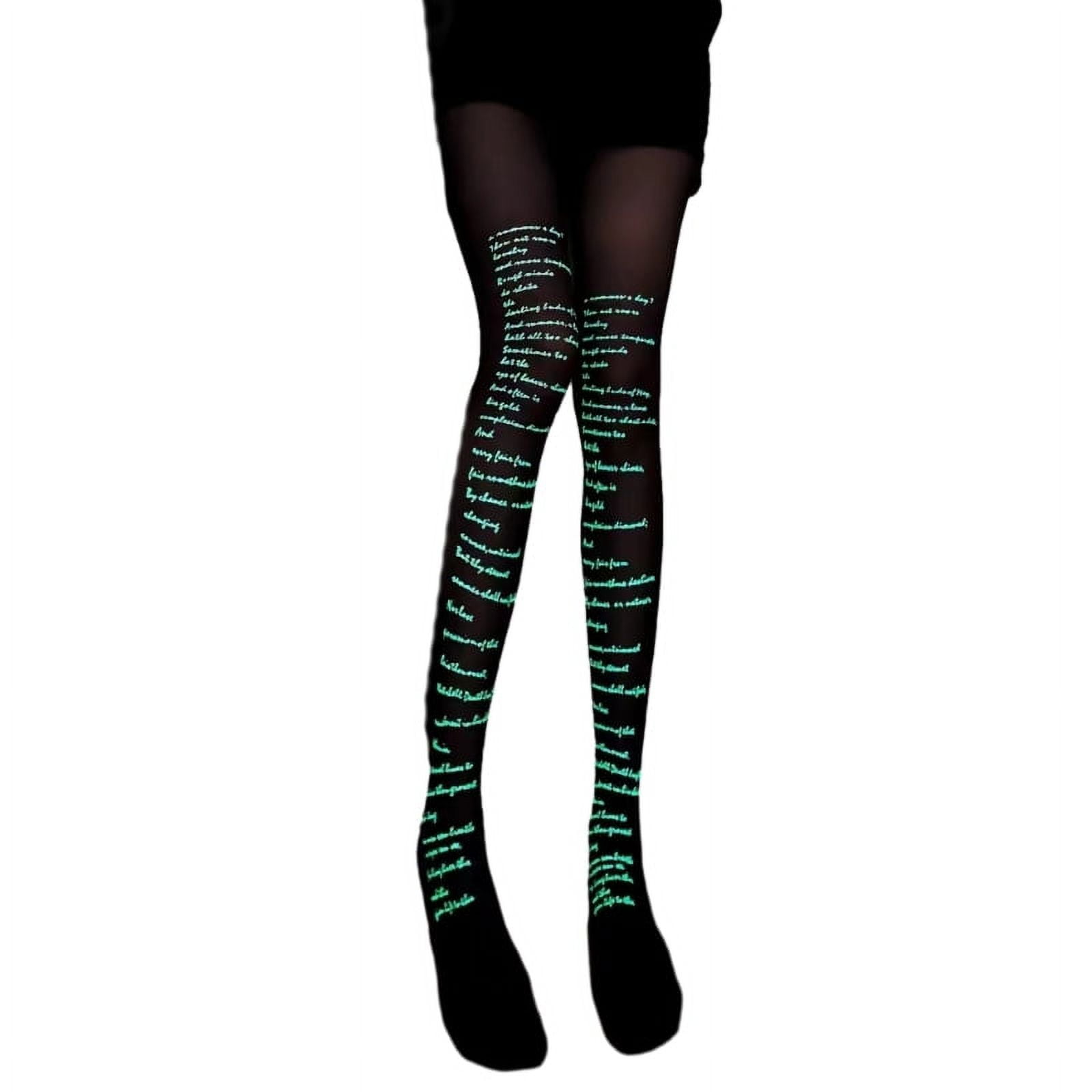 Milue Women Luminous Glow Silky Tights Bowknot Dot Letter Patterned ...