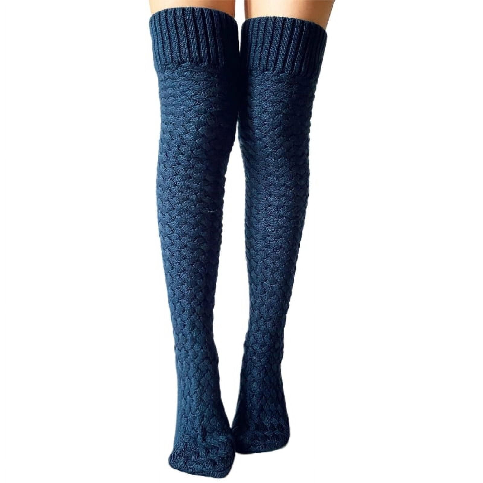 Milue Women Over Knee Long Boot Socks Braided Cable Knit Stockings ...