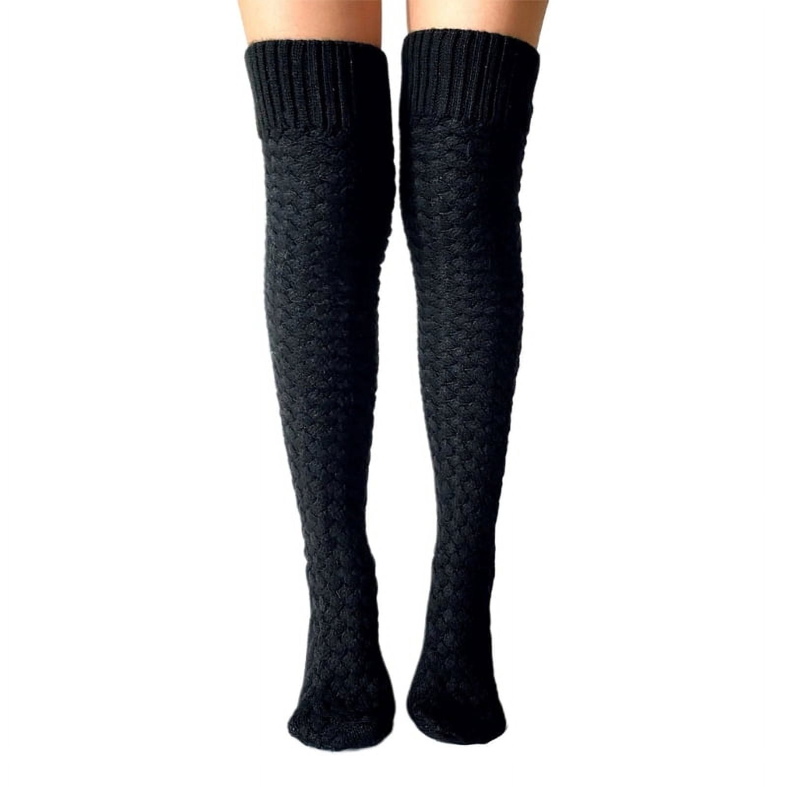 Milue Women Over Knee Long Boot Socks Braided Cable Knit Stockings ...