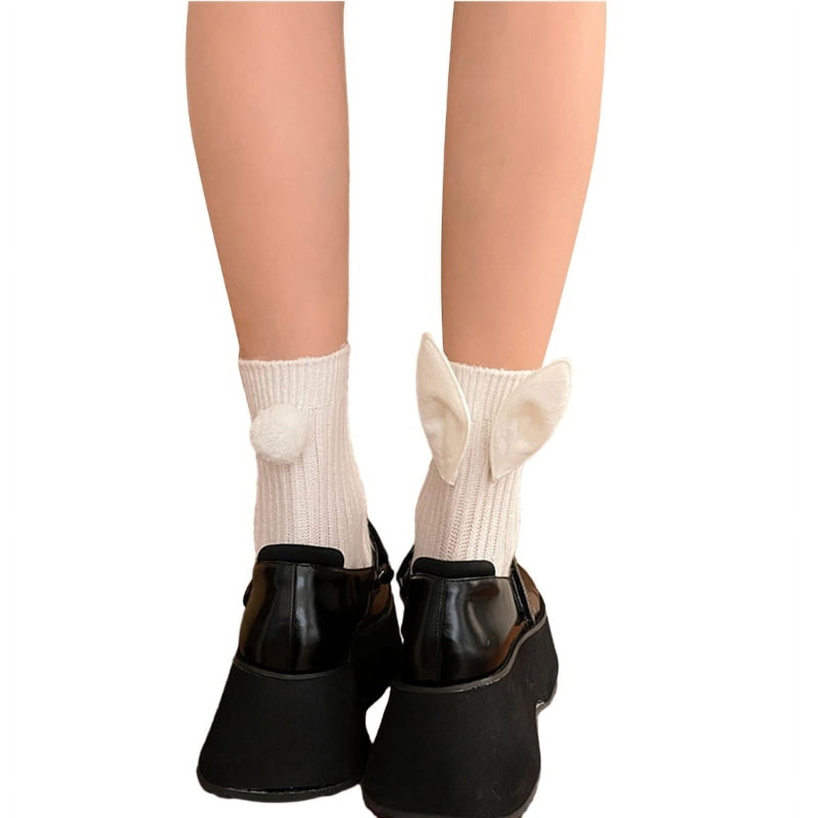 Milue Women Y2K Girl Ribbed Knit Solid Color Cute Rabbit Ears Plush ...