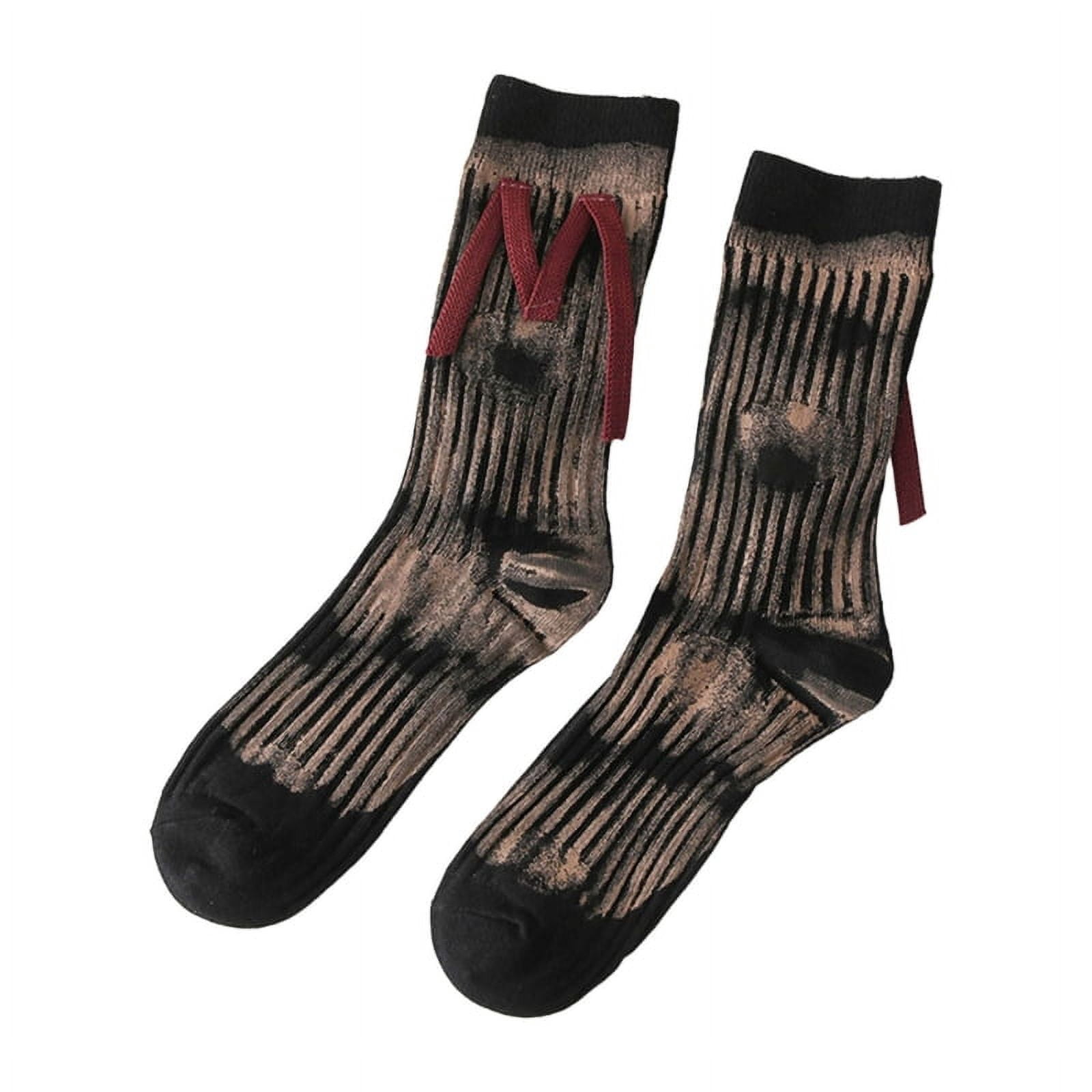 Milue Women Y2K M Letter Cotton Crew Socks Graffiti Skateboard Ribbed ...