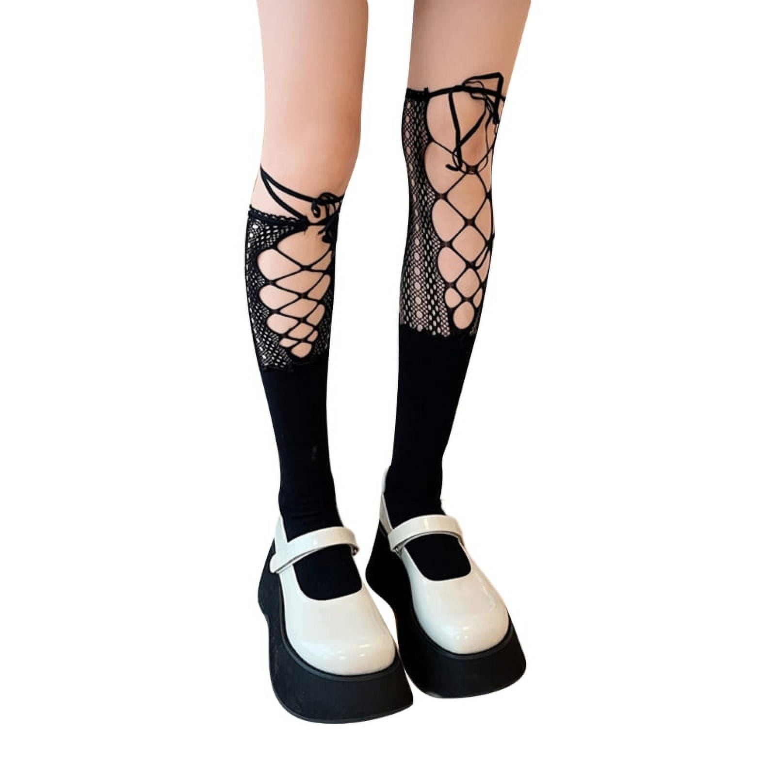 Milue Womens Lace Patchwork Calf Socks Lace Socks Decorations Long ...