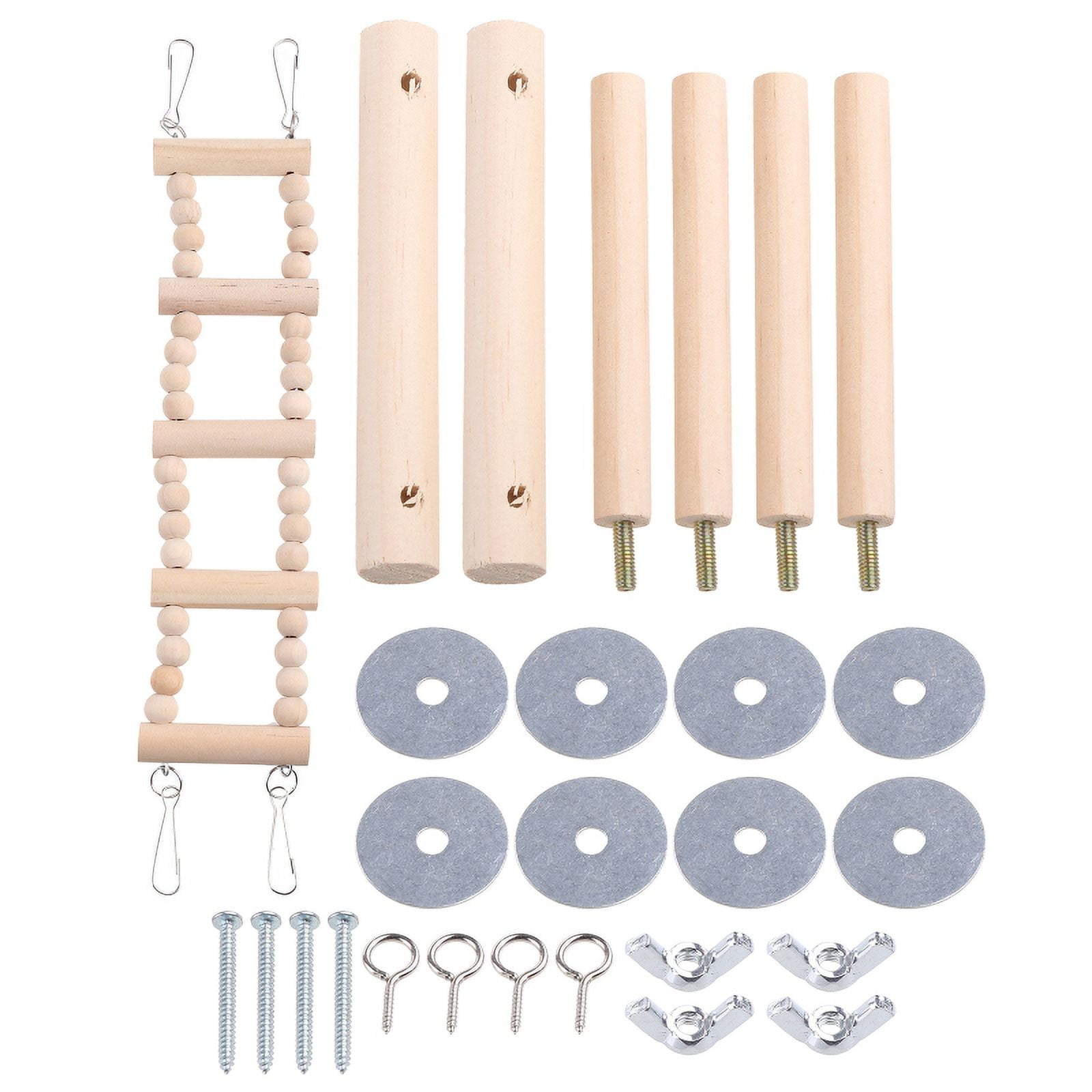 Milue Wooden Bird Perches Stand Toys Parrot Swing Climbing Ladder ...