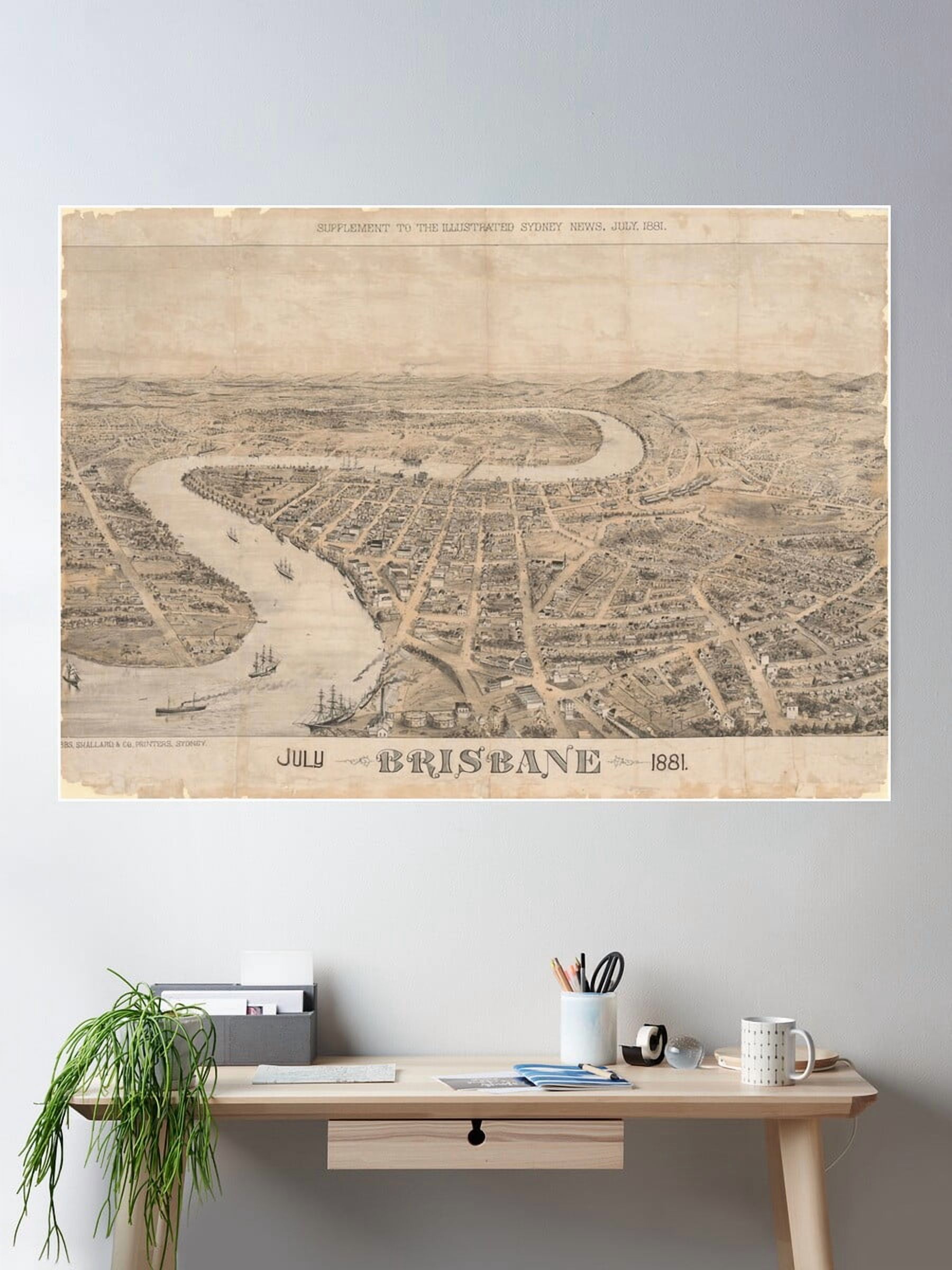 Miluva 1881 Illustrated Map Of Brisbane / Drawing Of Brisbane ...