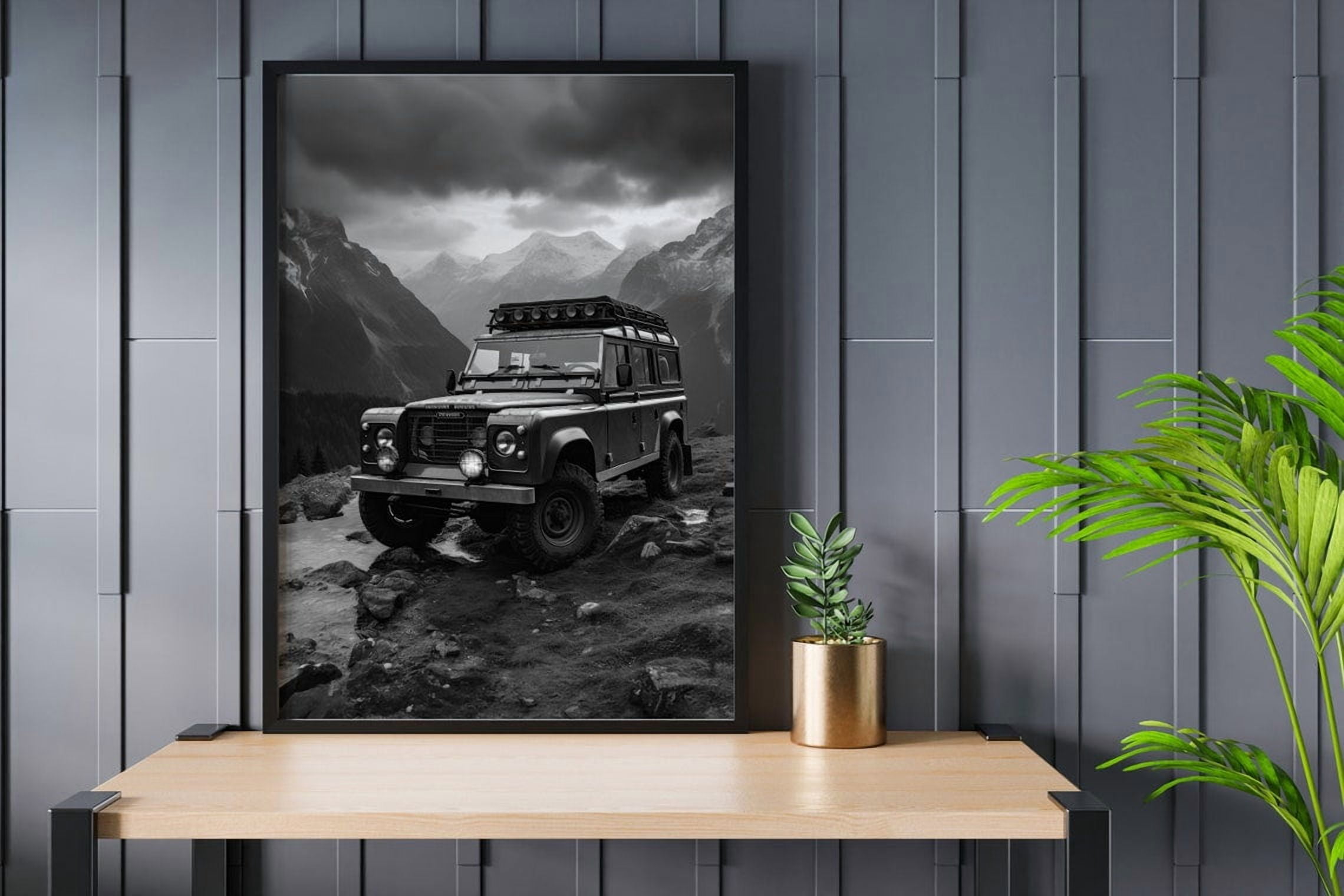 Miluva 1948 Land Rover Defender Poster Iconic Off-Road B&W Ar ...