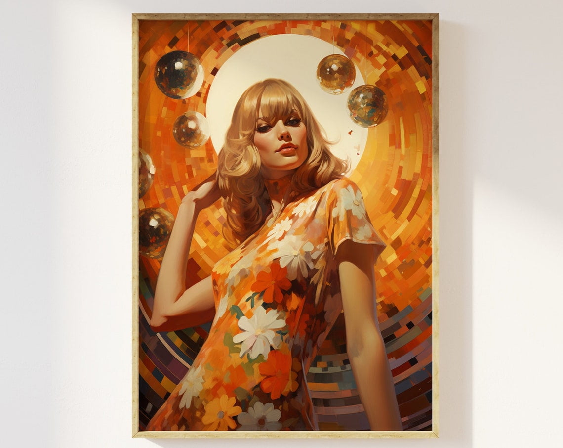 Miluva 1970S Style Woman Art Print 70S Style Aesthetic, 70S Fashion Art ...