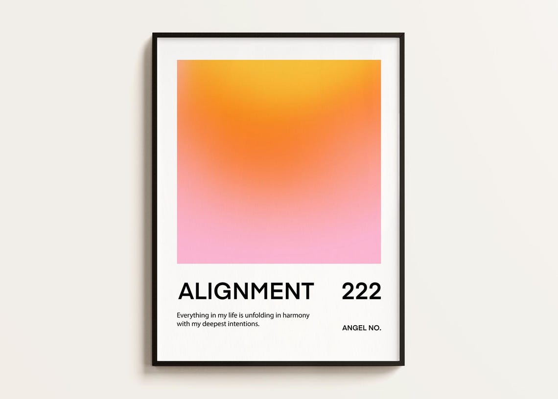 Miluva 222 Alignment Aura Poster, Stylish Sunset Angel Number ...