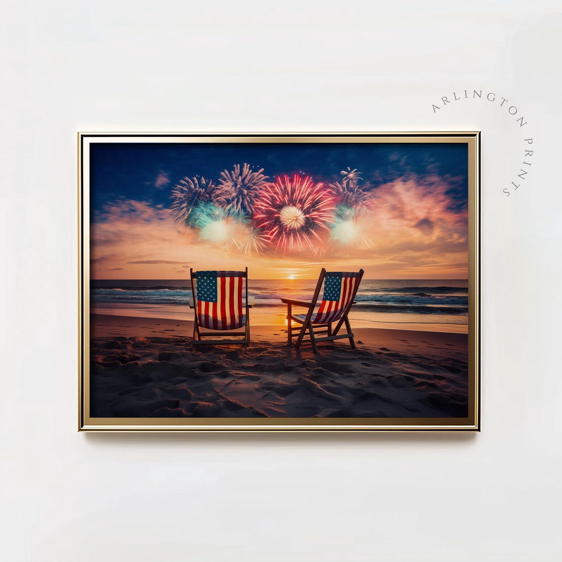 Miluva 4Th Of July Vintage Wall Art 4Th Of July Beach Fireworks ...