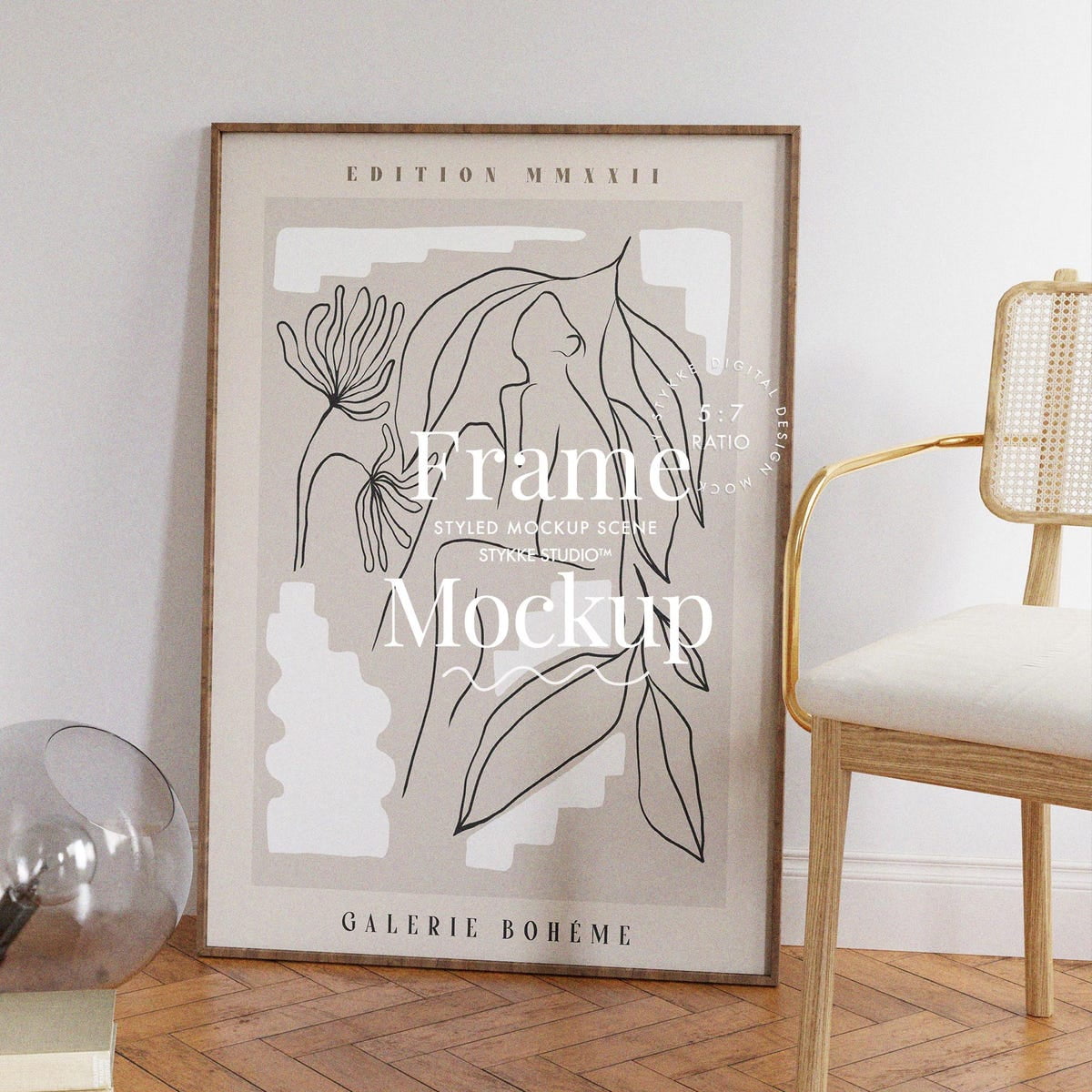 Miluva 5:7 Frame Mockup With Glas Reflection, Minimalistic Frame Mockup ...