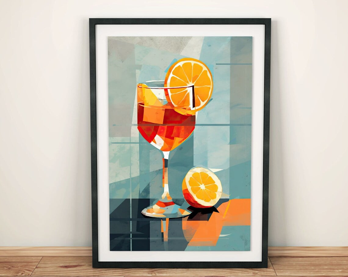 Miluva Abstract Aperol Spritz Wall Art Colorful Home Decor Modern ...
