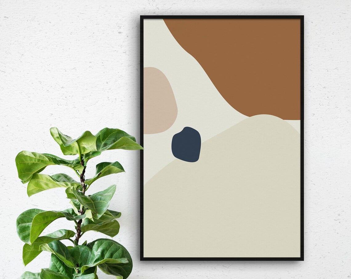 Miluva Abstract Art Print, Minimal Abstract Shapes Print, Wall Print ...