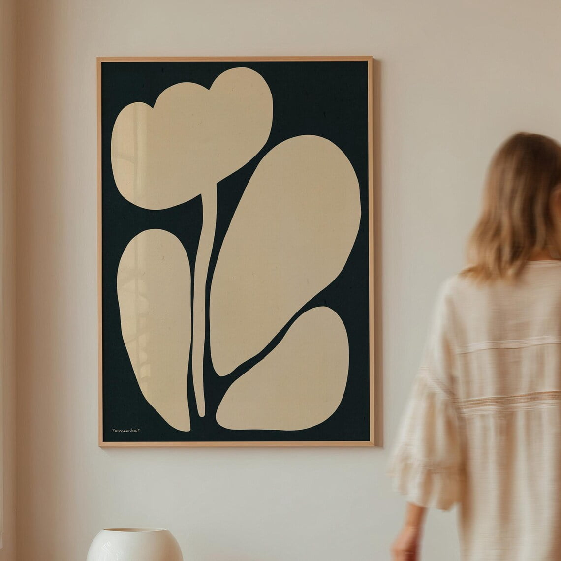 Miluva Abstract Botanical Wall Art - Organic Abstract Print, Black And ...