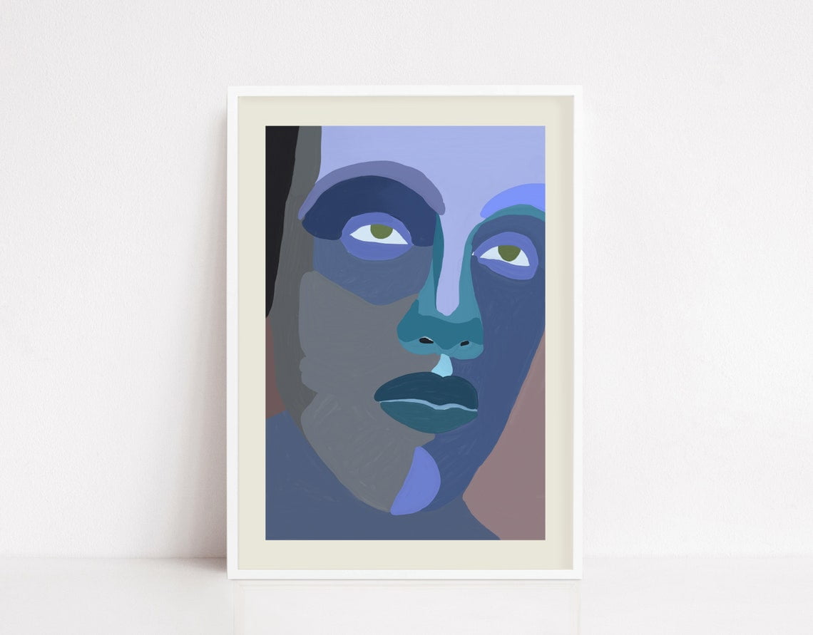 Miluva Abstract Face Poster, Abstract Wall Decor, Abstract Face Artwork ...