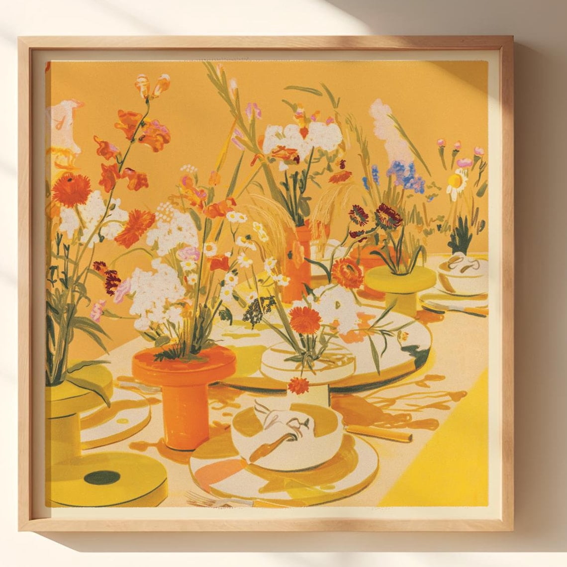 Miluva Abstract Floral Tablescape Digitally Hand-Drawn Art Print Decor ...