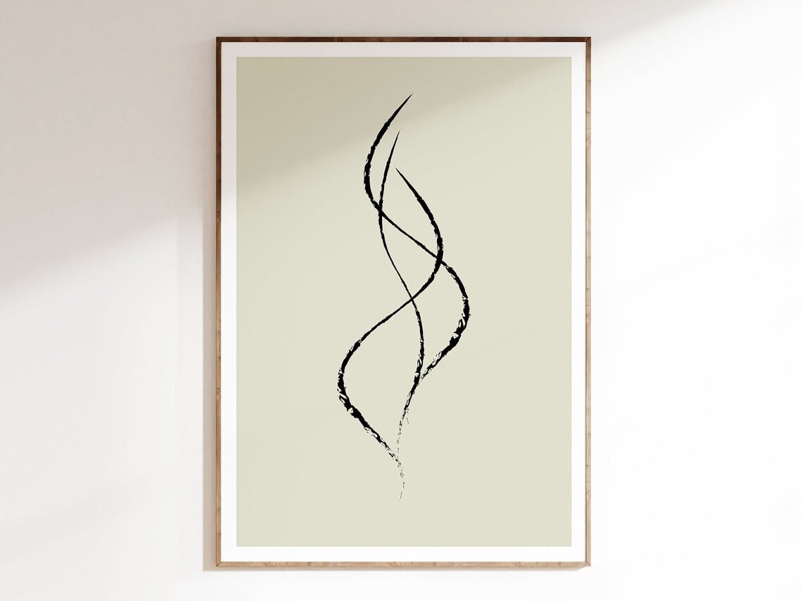 Miluva Abstract Line Art, Abstract Lines Printable Wall Art, Black And ...