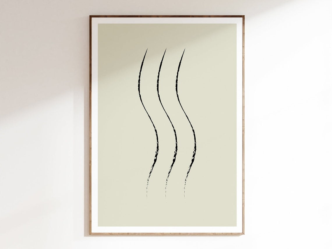 Miluva Abstract Line Art, Abstract Lines Printable Wall Art, Black And ...
