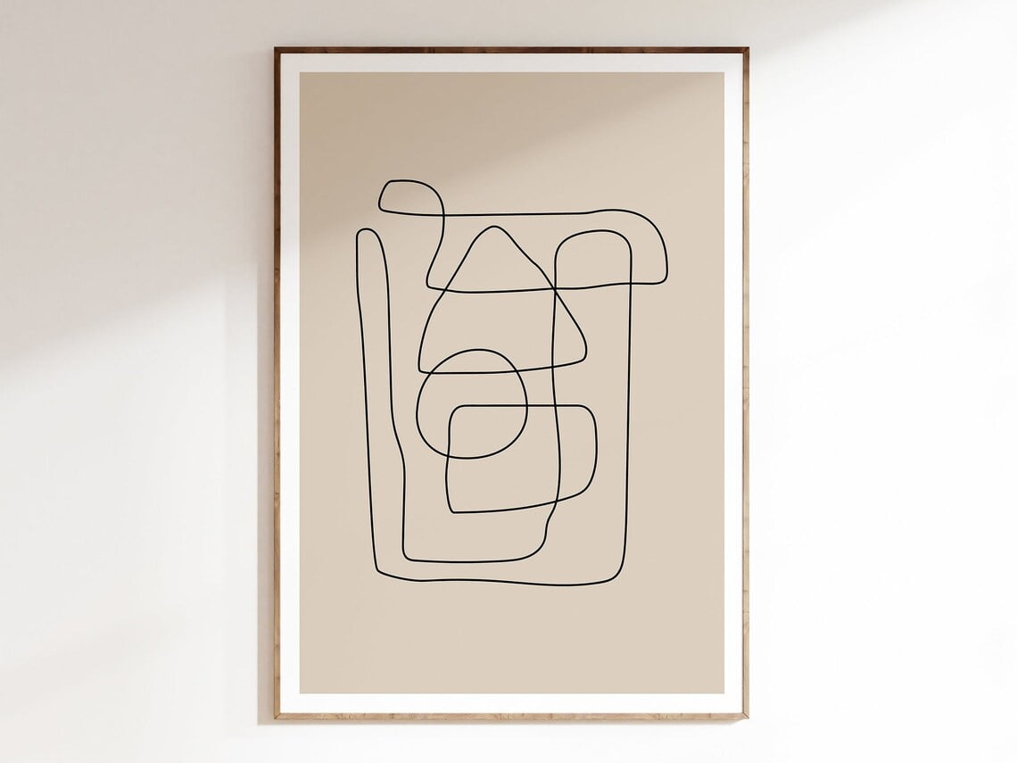 Miluva Abstract Lines Printable Wall Art, Mid Century Modern Wall Art ...