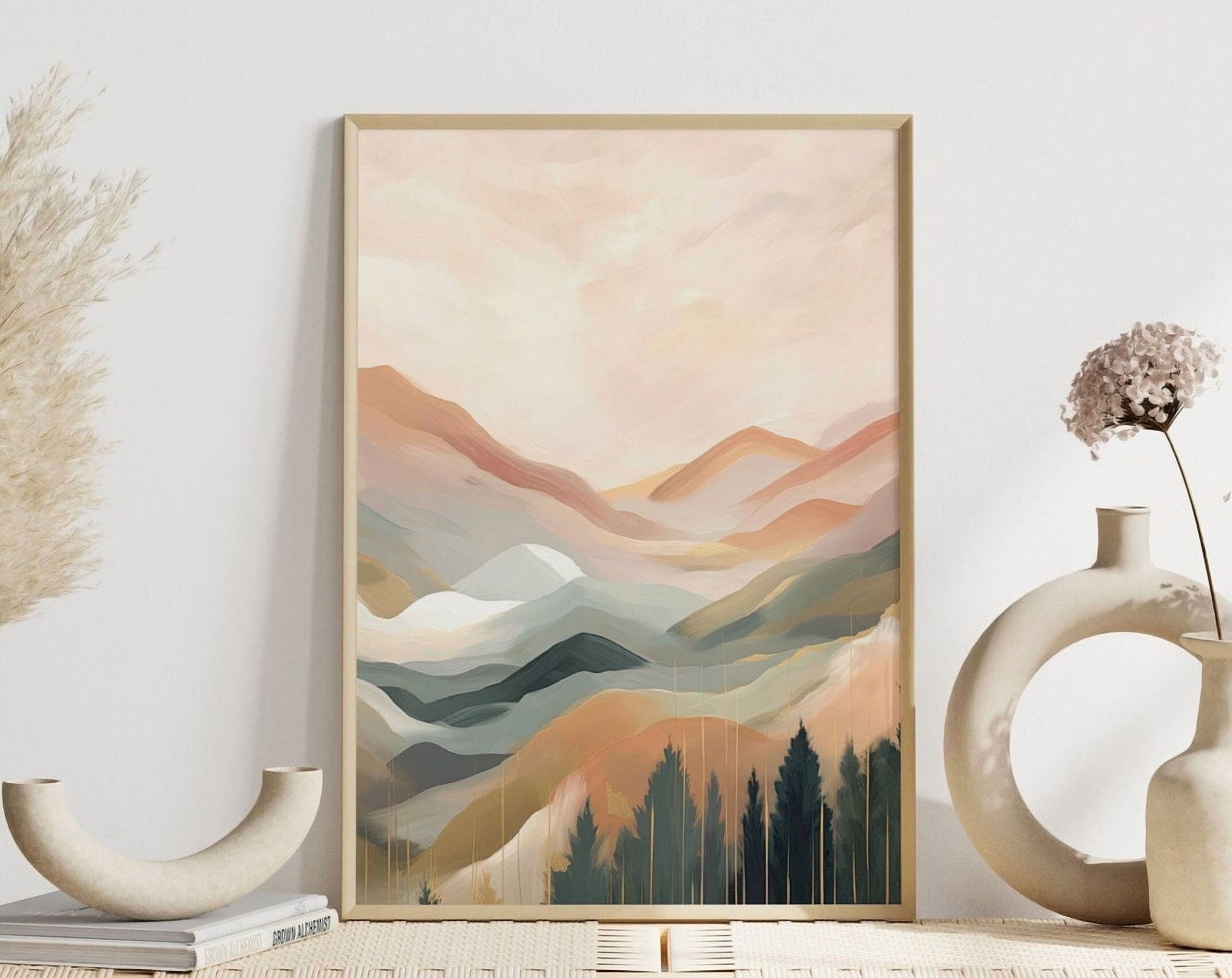 Miluva Abstract Mountain Landscape In Soft Tones, Decorative Mountain ...
