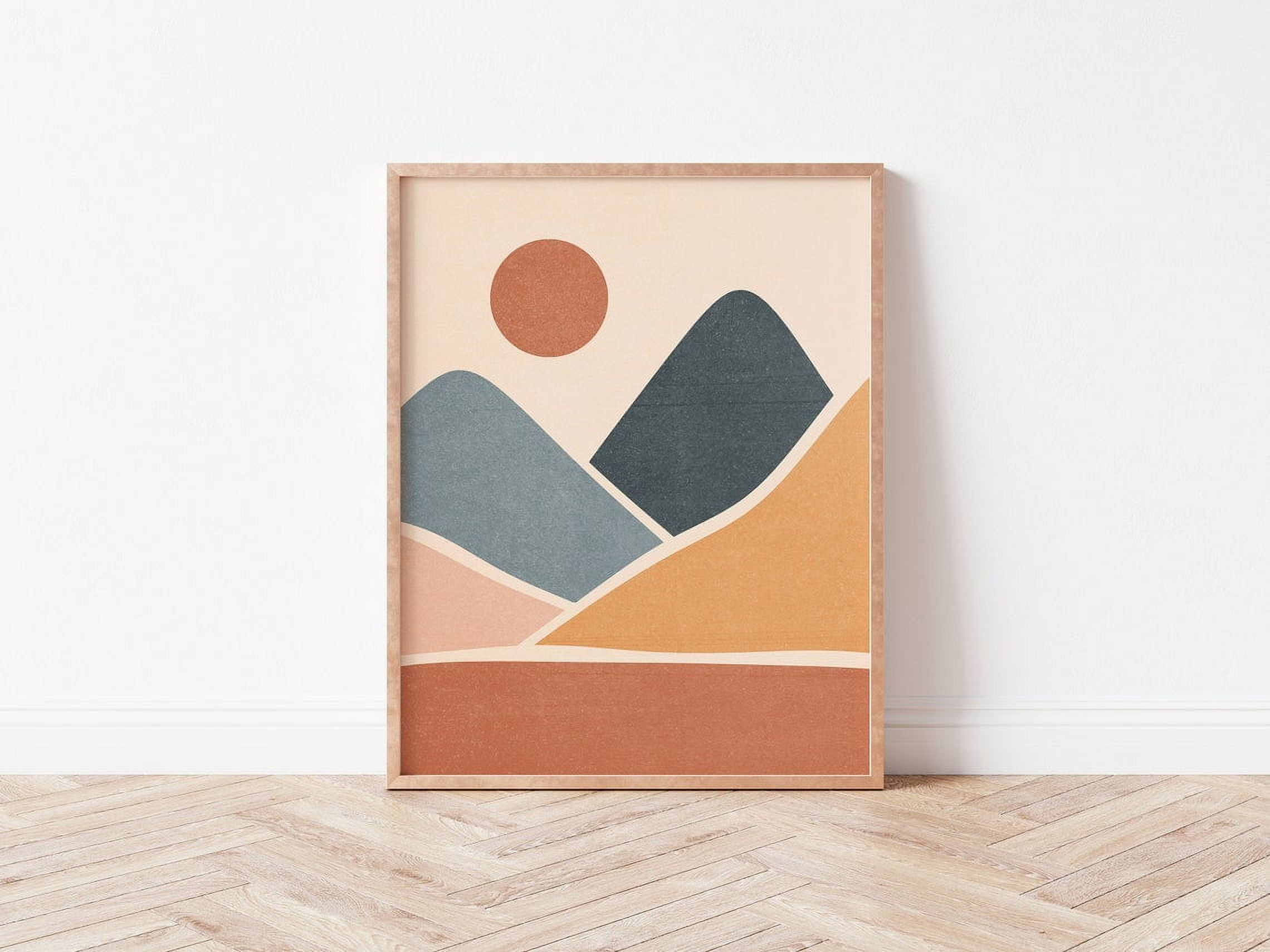 Miluva Abstract Mountain Print Neutral Mountain Art Geometric ...