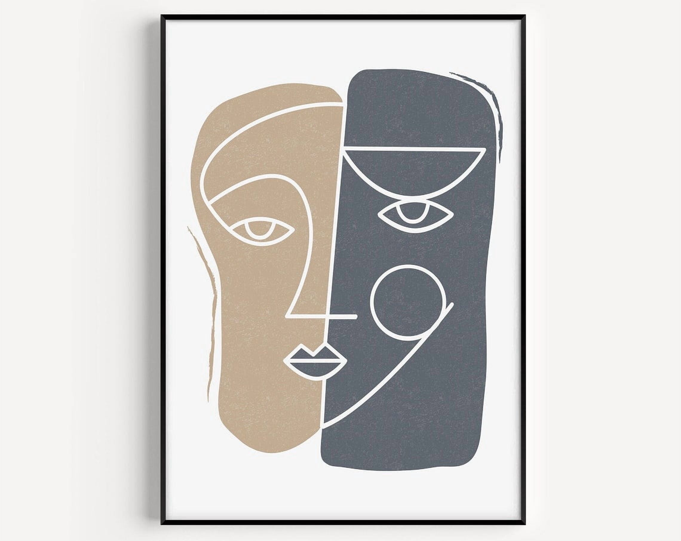 Miluva Abstract Print, Face Print, Blue Print, Line Art Printable, Blue ...