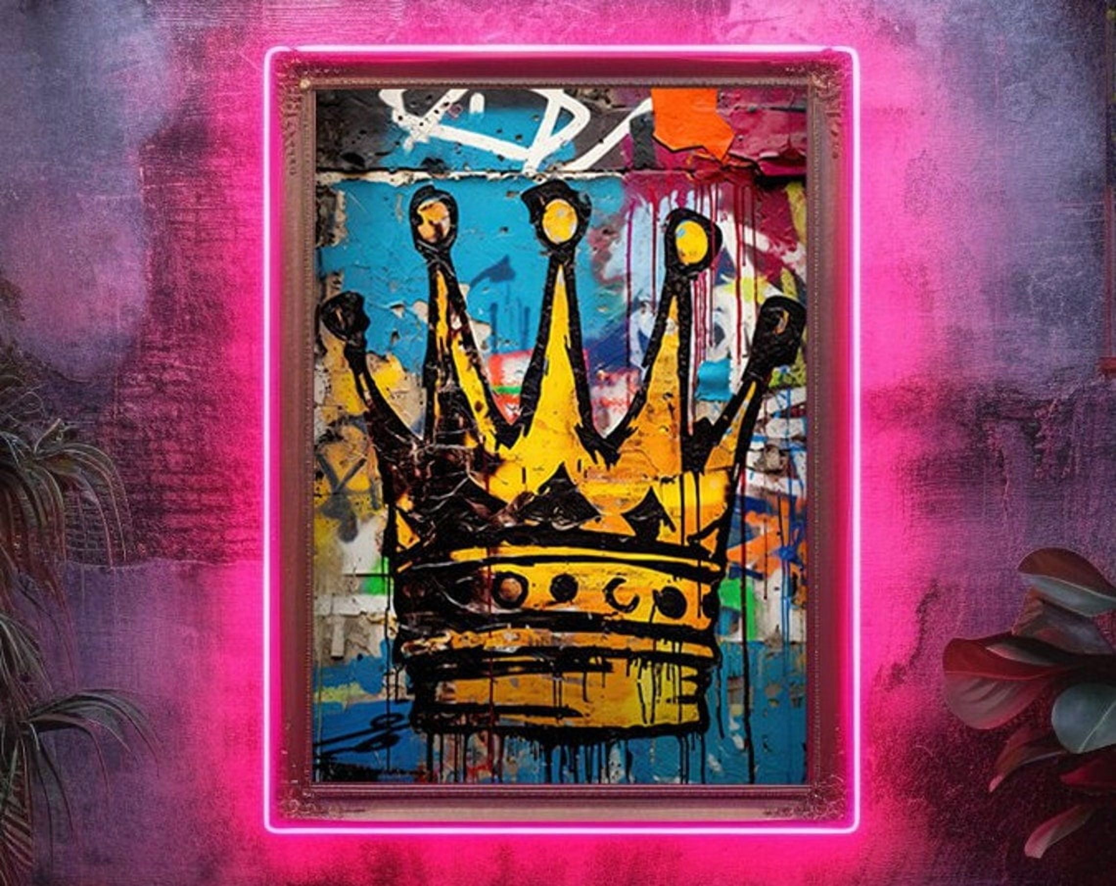 Miluva Abstract Royal Crown Graffiti Wall Art - Colorful King Crown ...