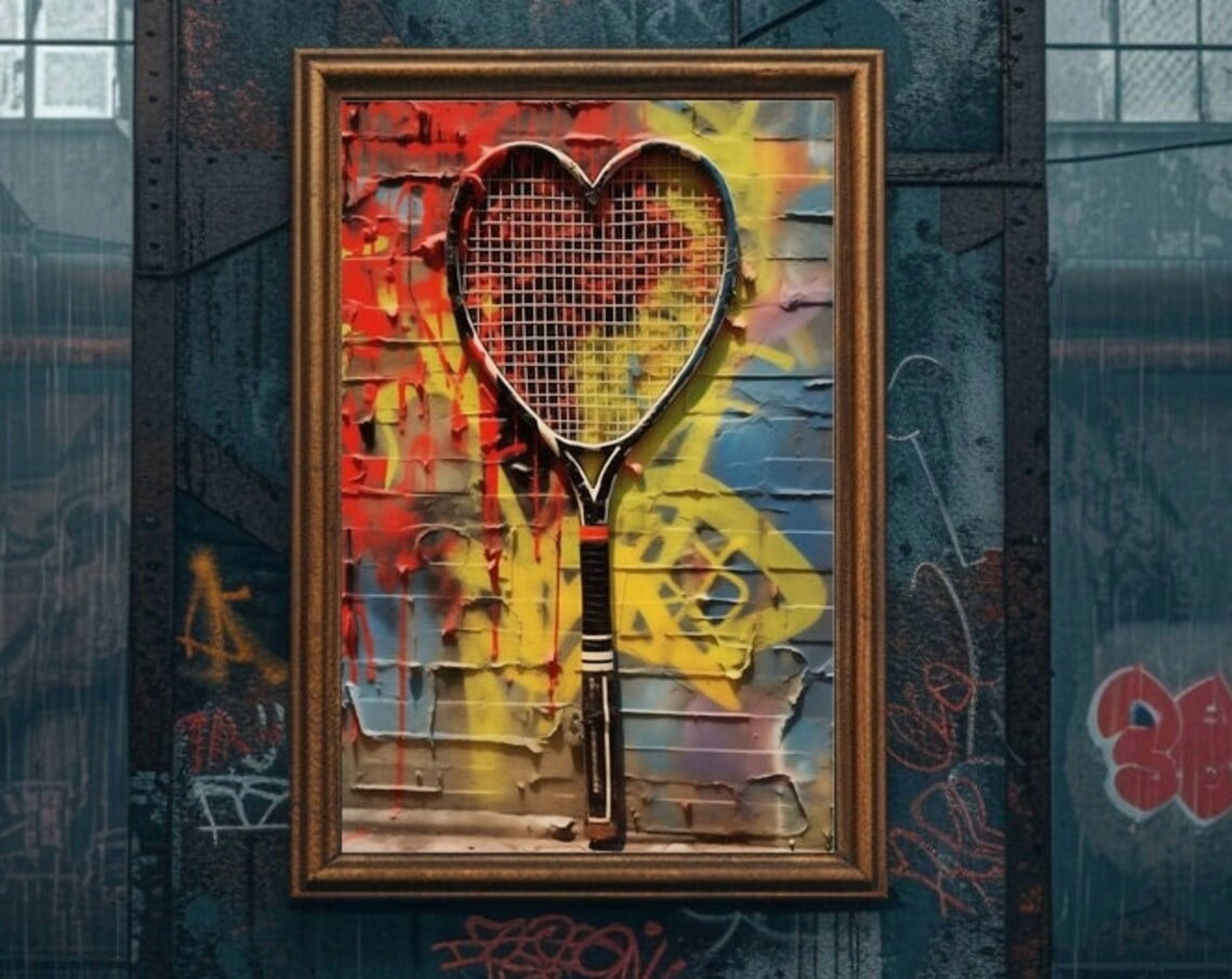 Miluva Abstract Tennis Racket Graffiti Wall Art Colorful Modern Sports ...