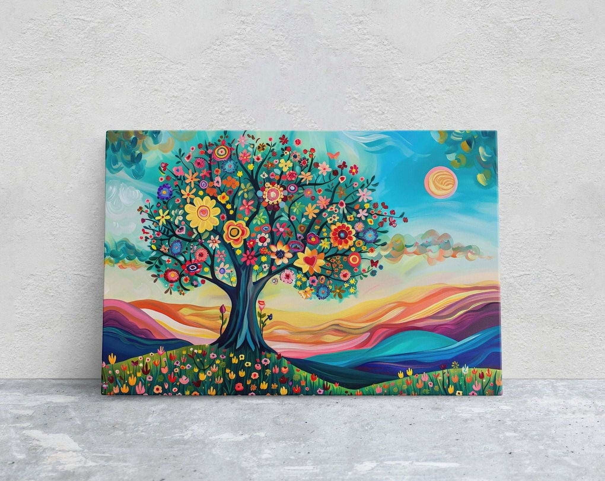 Miluva Abstract Tree, Whimsical,Modern Colorful, Symbolism Art, Rainbow ...