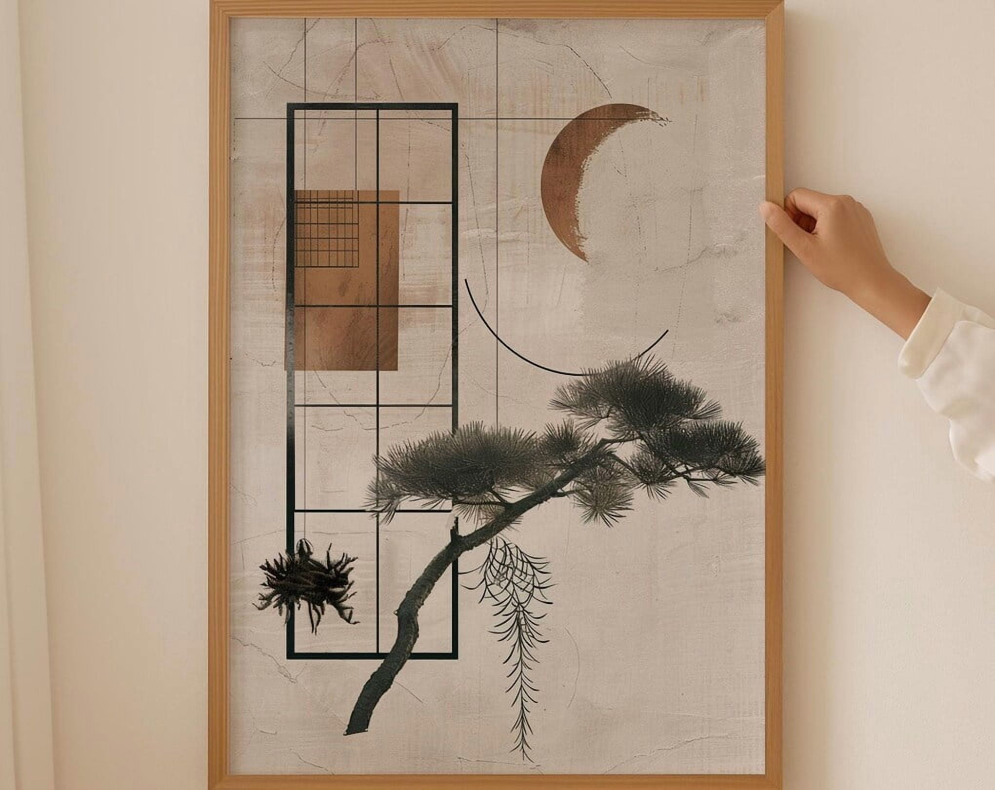Miluva Abstract Zen Garden Wall Art, Mid Century Modern Japanese ...
