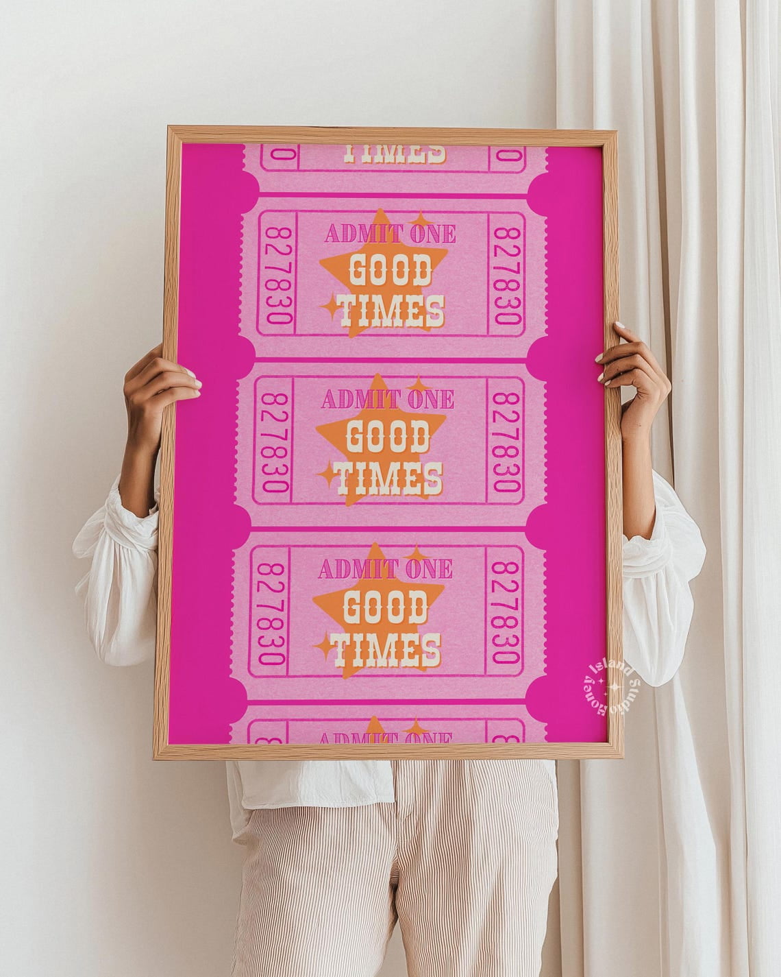 Miluva Admit One Ticket Print, Pink Admit One Wall Art, Printable Art ...