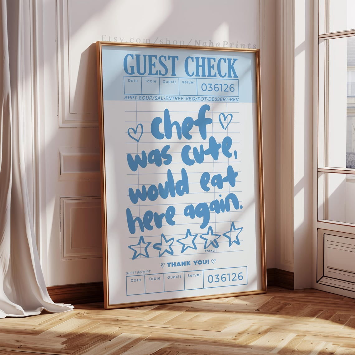 Miluva Aesthetic Kitchen Blue Wall Art Decor Cute Cooking Art Kitchen ...