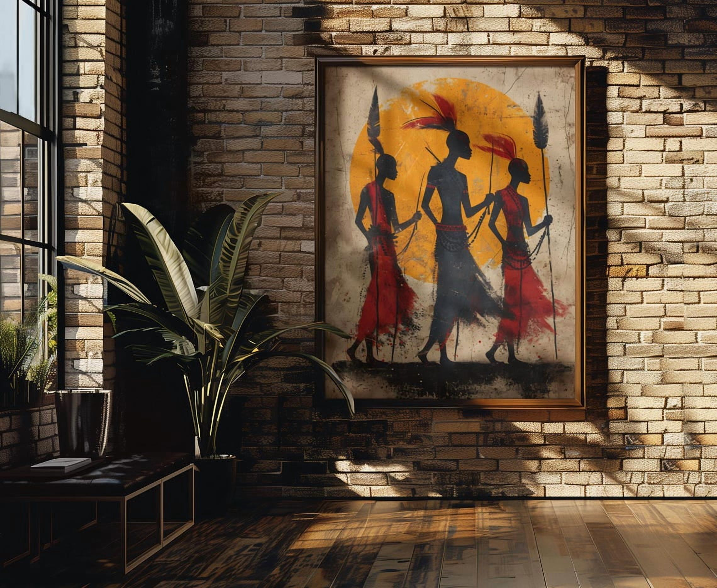 Miluva African Tribal Digital Art Masai Warrior Silhouette Print Ethnic ...
