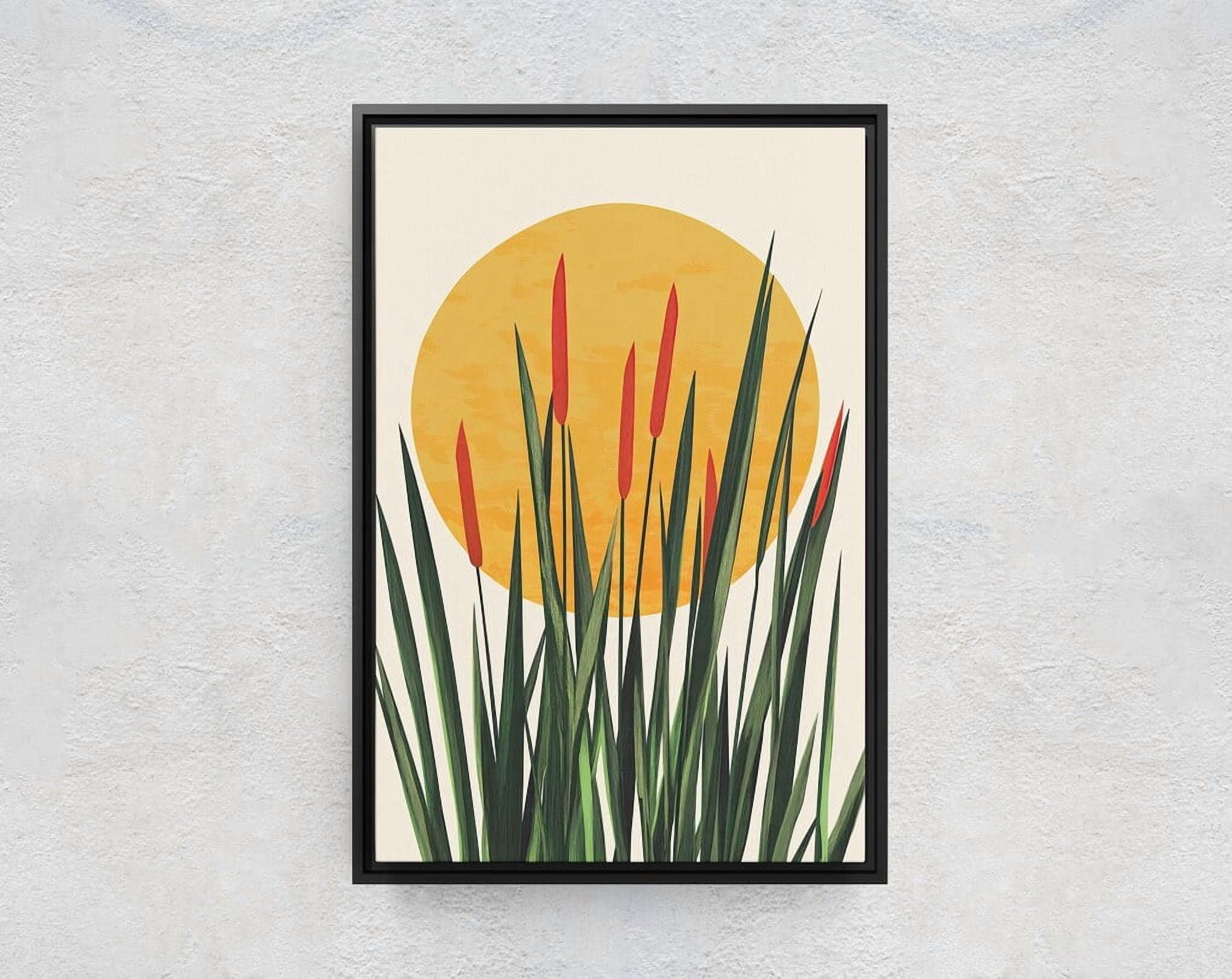 Miluva Afternoon Cat Tails, Summer Grass, Living Room Art ,Decor For ...