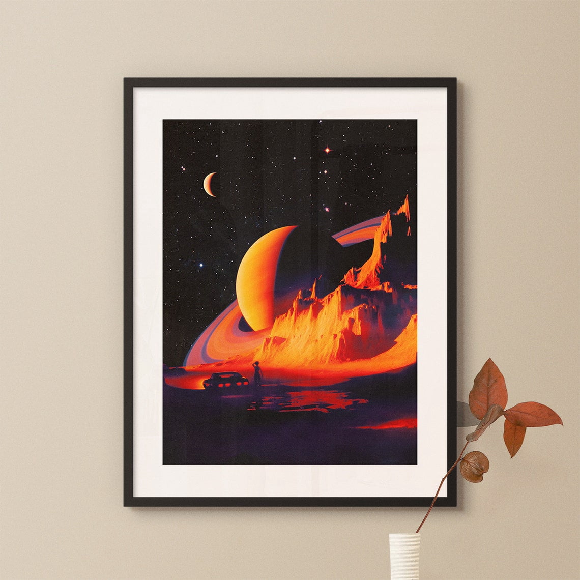 Miluva Alien Landscape Retro Futurism Collage Art Vintage Sci-Fi Car ...