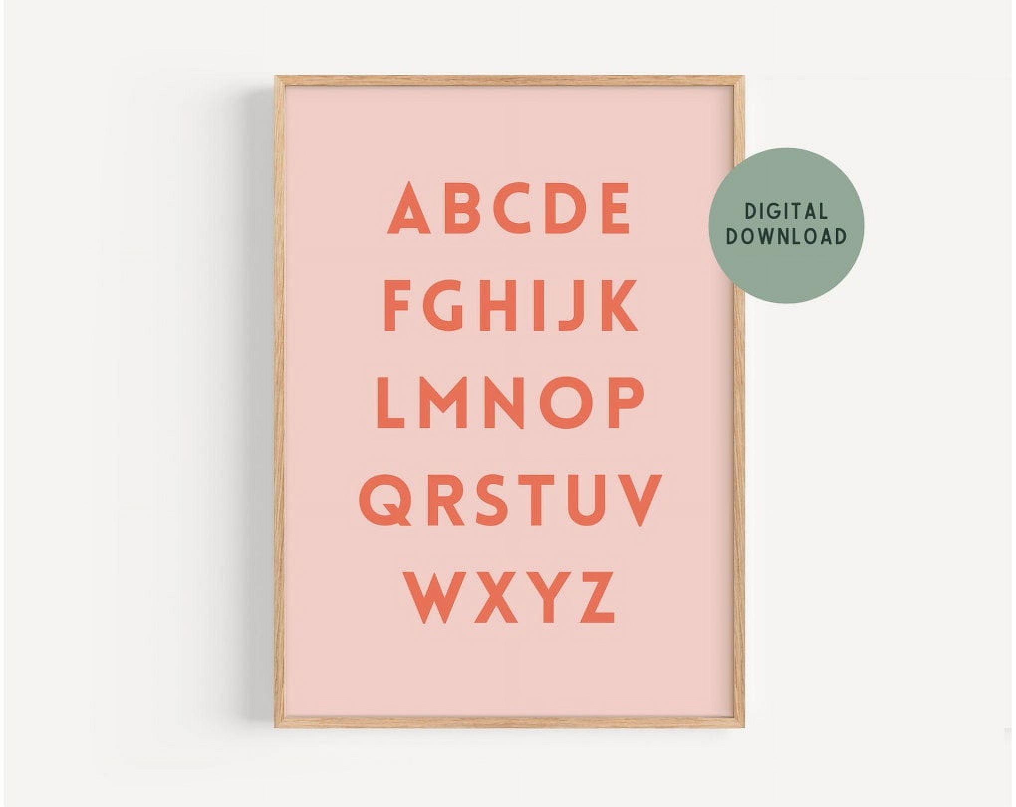 Miluva Alphabet , Kids Room Printable, Abc Wall Art, Pink Playroom ...