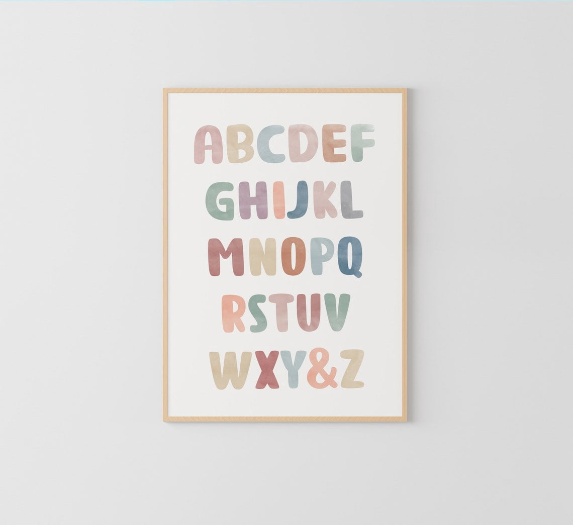 Miluva Alphabet Poster, Neutral Abc Print, Printable Educational Wall ...